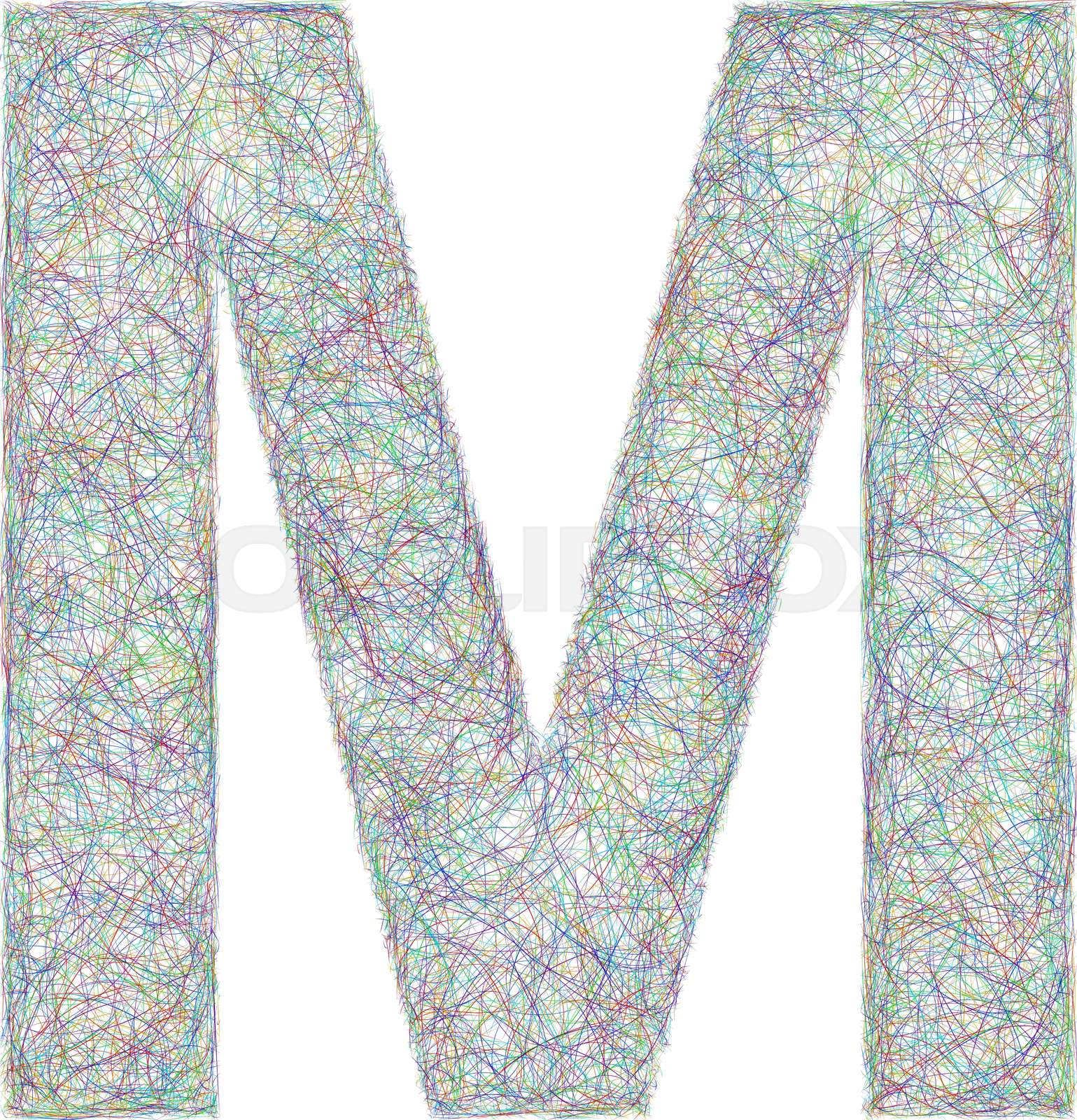 Colorful sketch font design - letter M | Stock vector | Colourbox