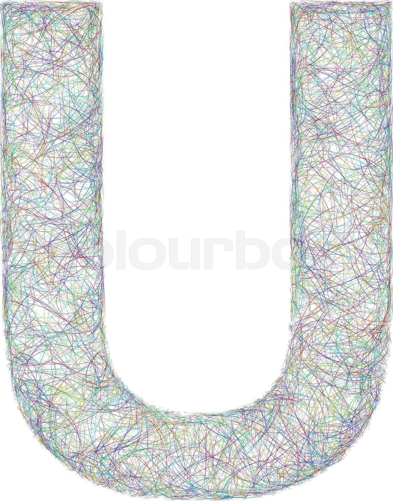 Colorful sketch font design - letter U | Stock vector | Colourbox