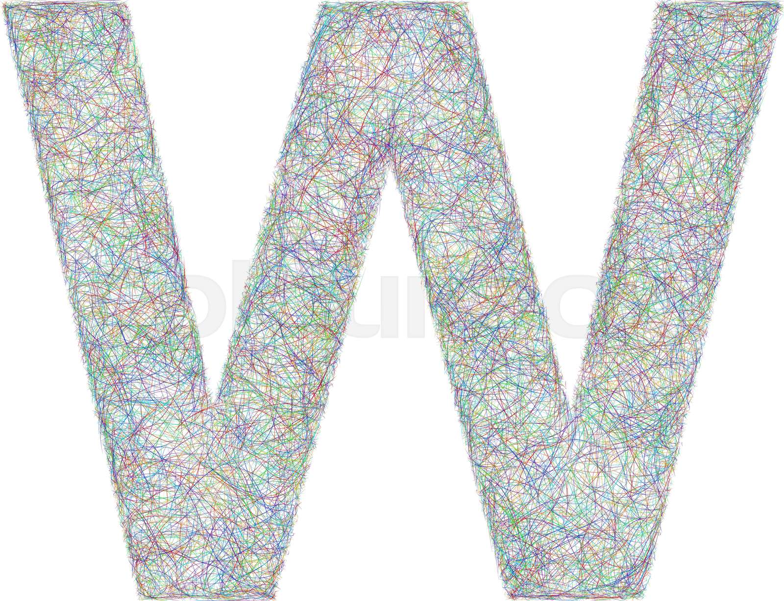 Colorful sketch font design - letter W | Stock vector | Colourbox