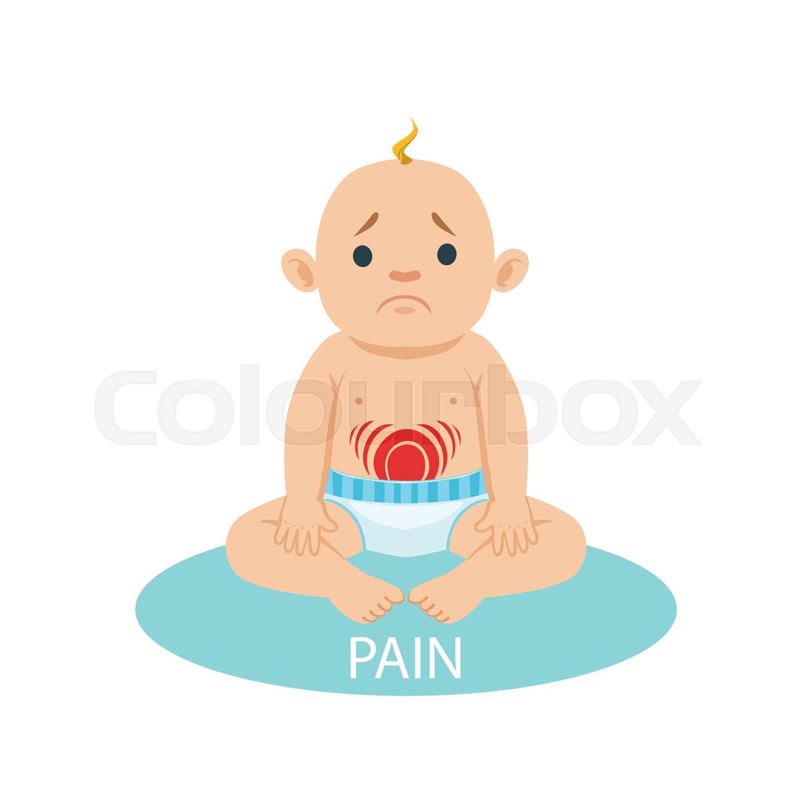 Little Baby Boy In Nappy Having Belly Pain, Part Of Reasons Of Infant ...
