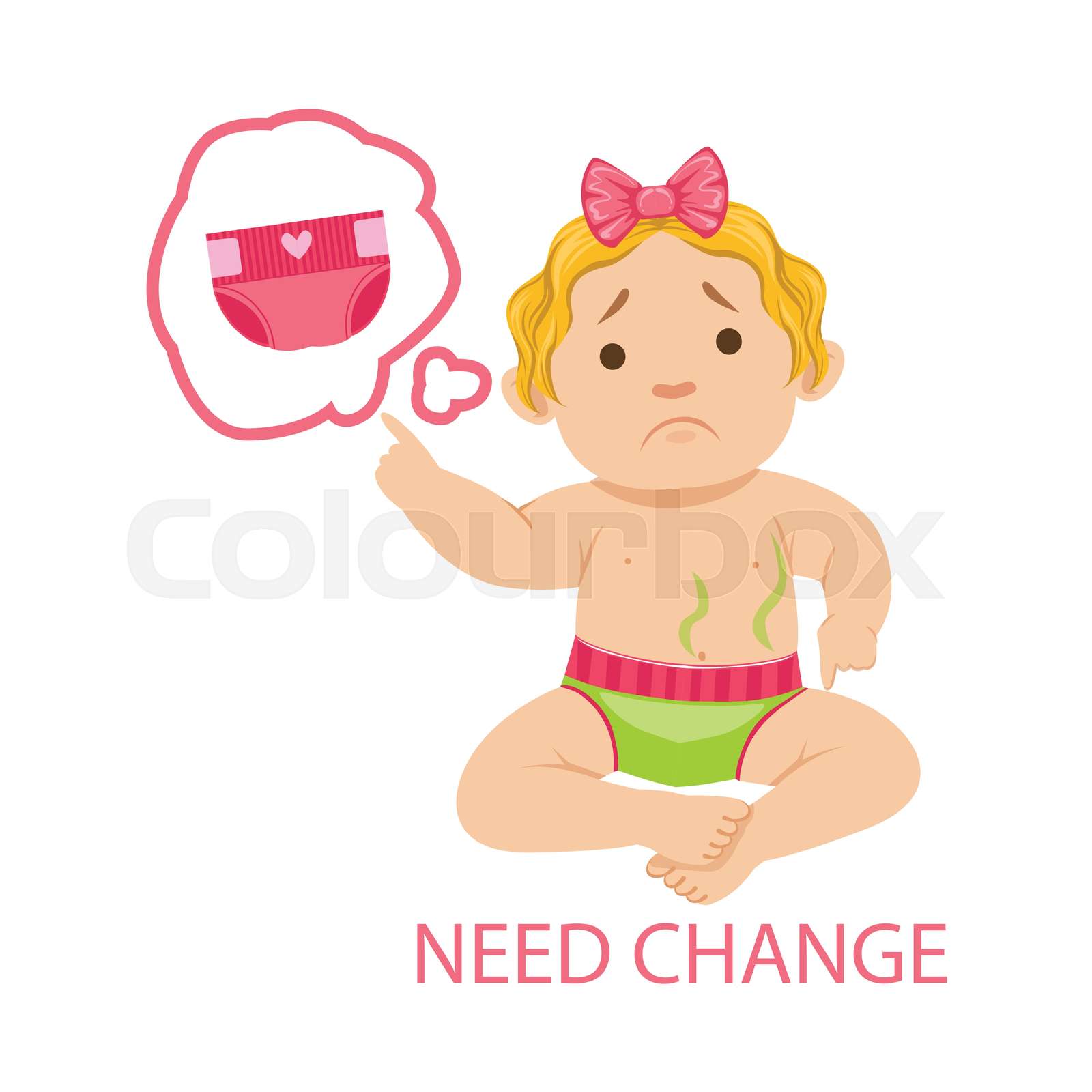 Little Baby Girl In Dirty Nappy Needs Change, Part Of Reasons Of Infant ...