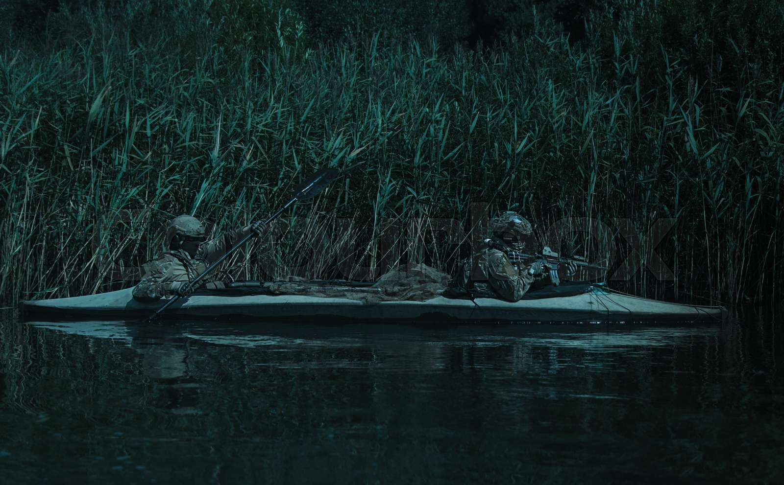 Spec ops in the military kayak | Stock image | Colourbox