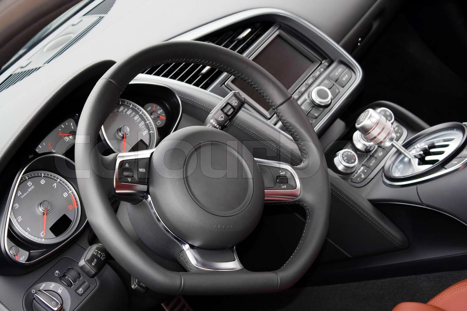 The interior of a modern luxury sports car | Stock image | Colourbox
