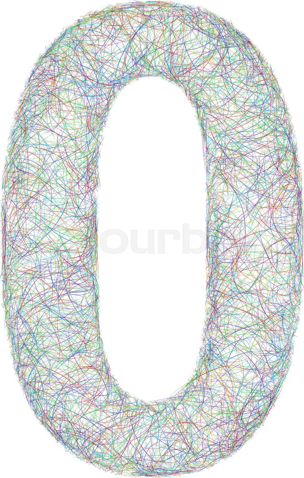 Colorful sketch font design - number 0 | Stock vector | Colourbox