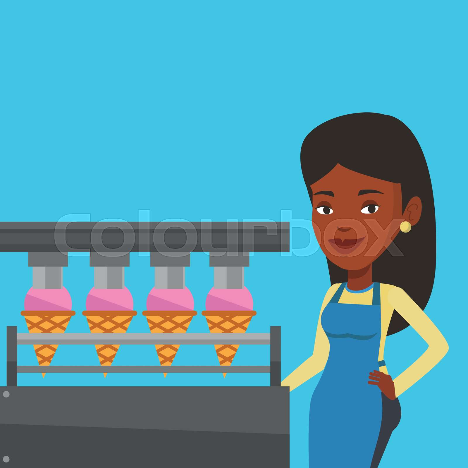 Worker of factory producing ice-cream. | Stock vector | Colourbox