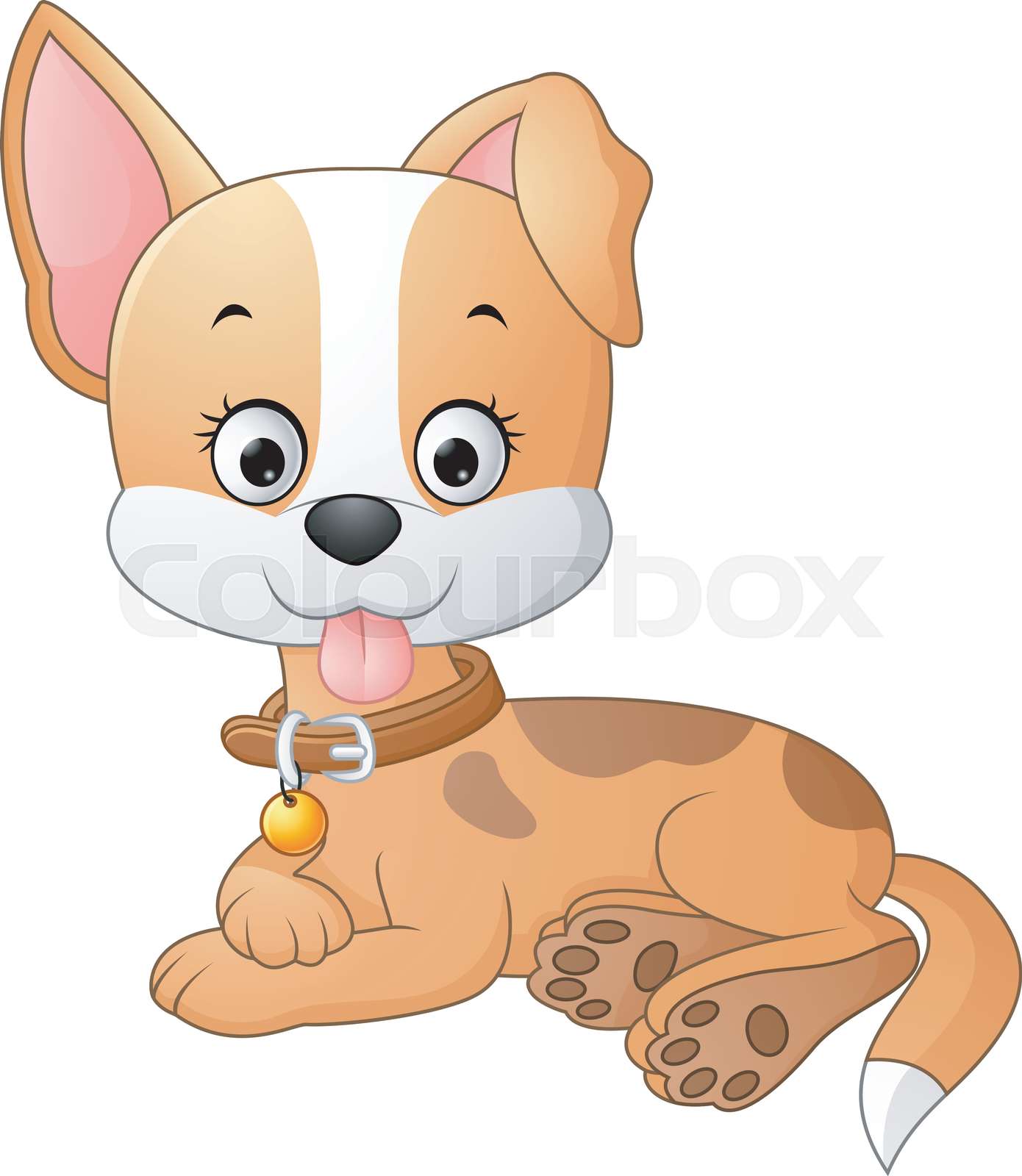 Cartoon funny dog lay down | Stock vector | Colourbox