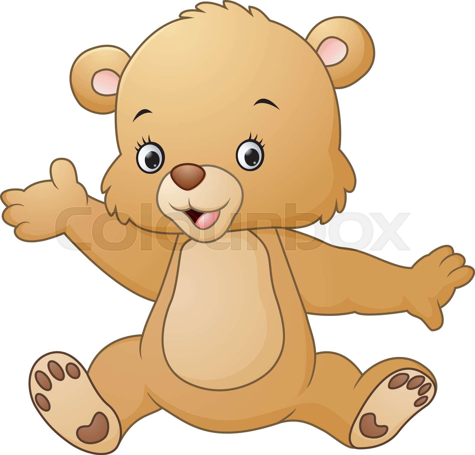 Cartoon teddy bear waving hand | Stock vector | Colourbox