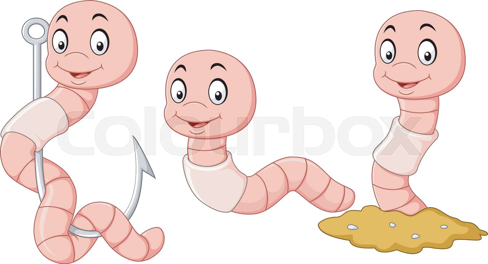 Cartoon funny worm collection set | Stock vector | Colourbox