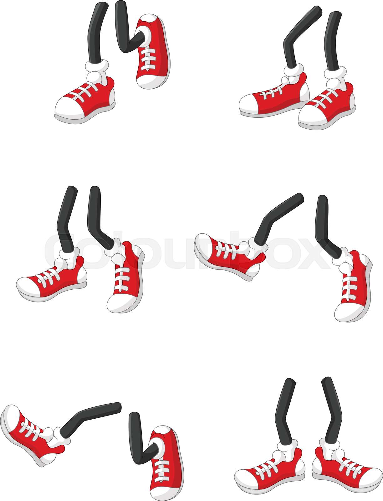 Cartoon walking feet on stick legs in various positions | Stock vector ...