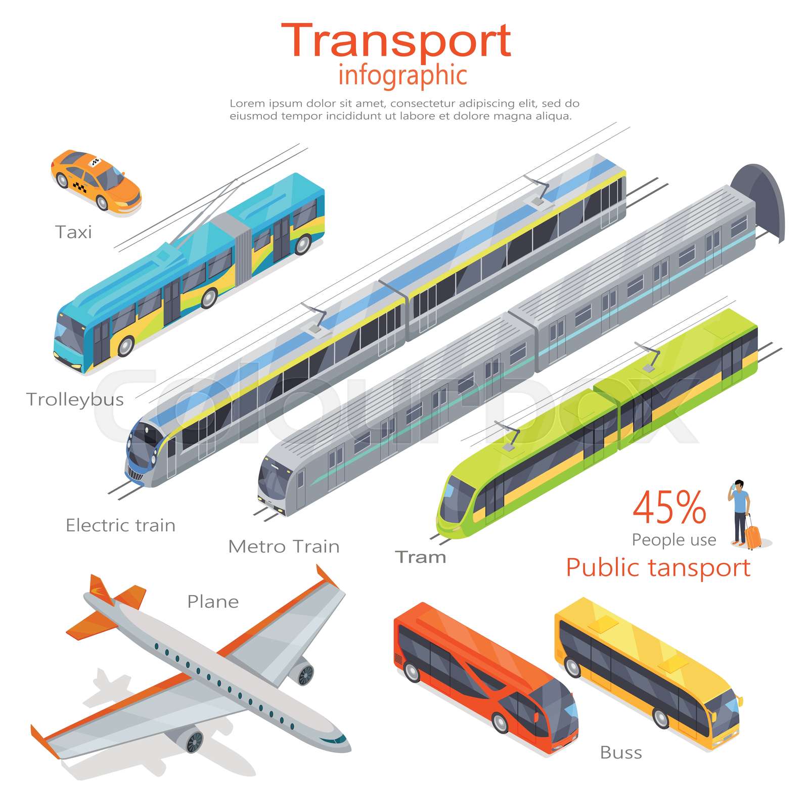 Transport Infographic. Public Transport. Vector | Stock vector | Colourbox