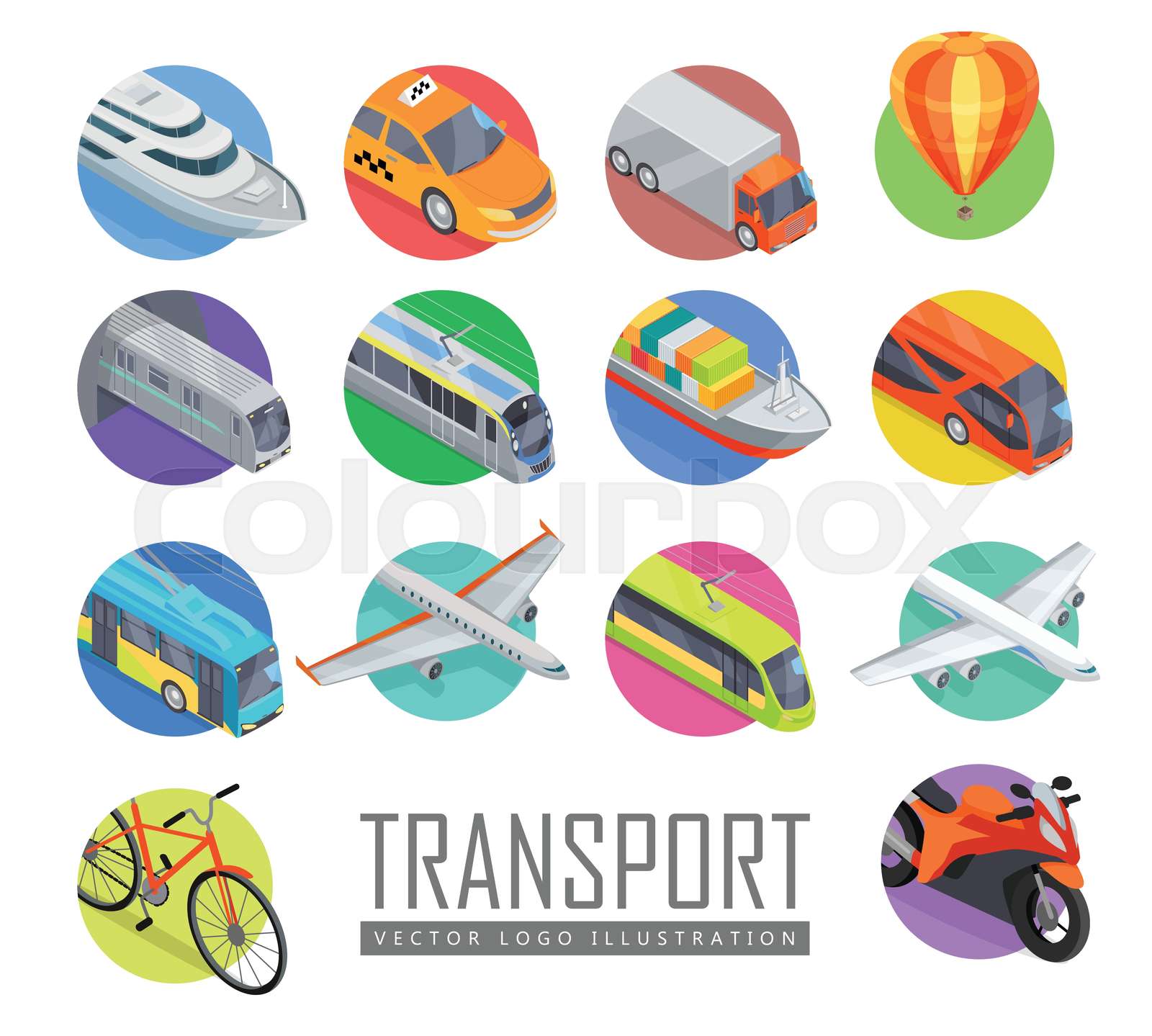 Transport Vector Logo Illustration. Set of Icons | Stock vector | Colourbox