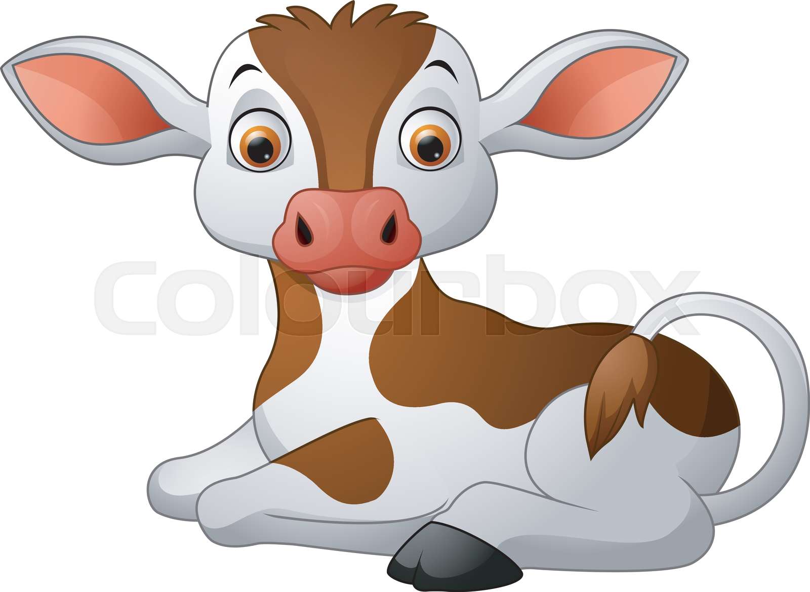 Cute baby cow sitting | Stock vector | Colourbox