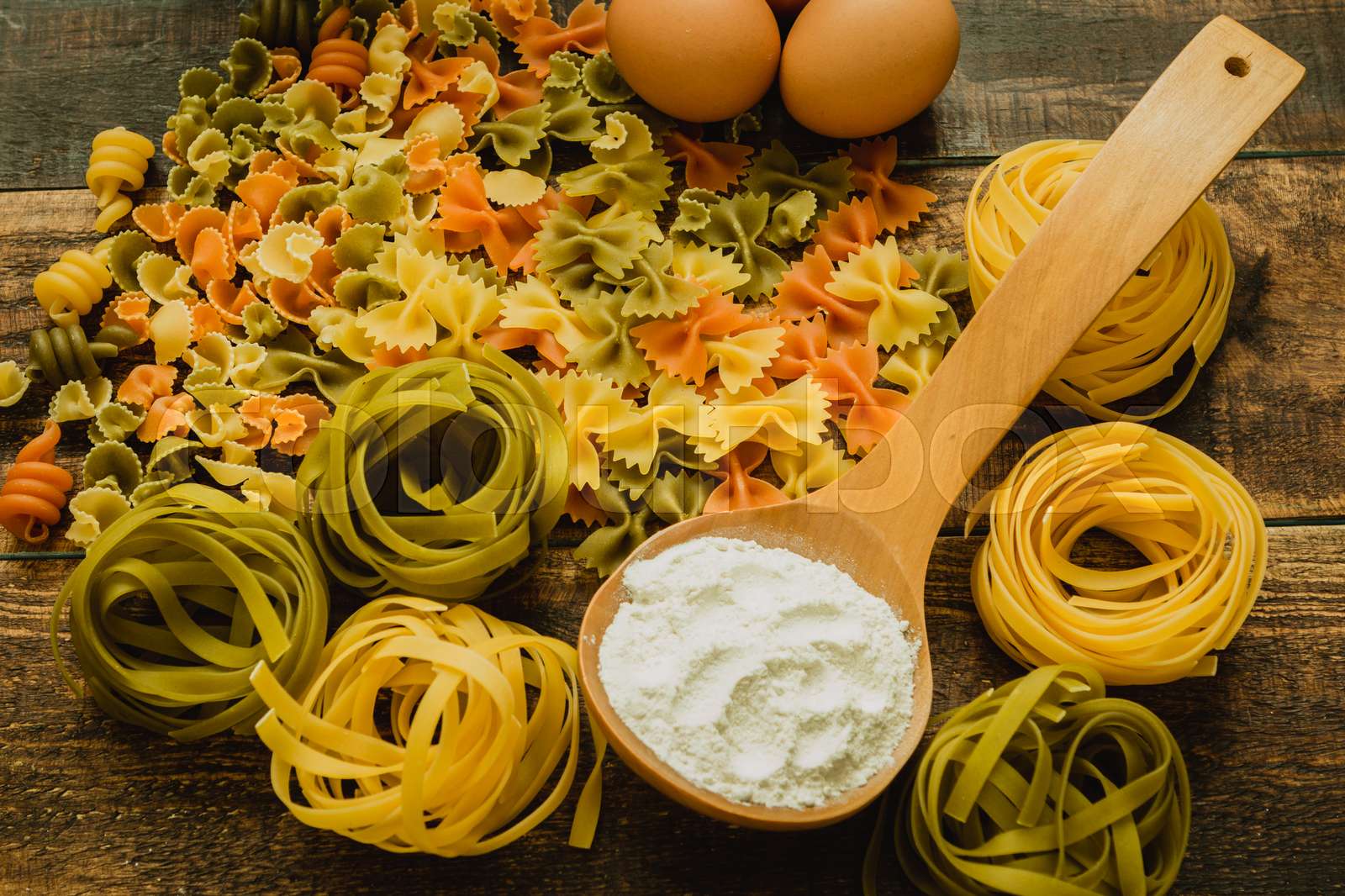 different types of colored pasta | Stock image | Colourbox