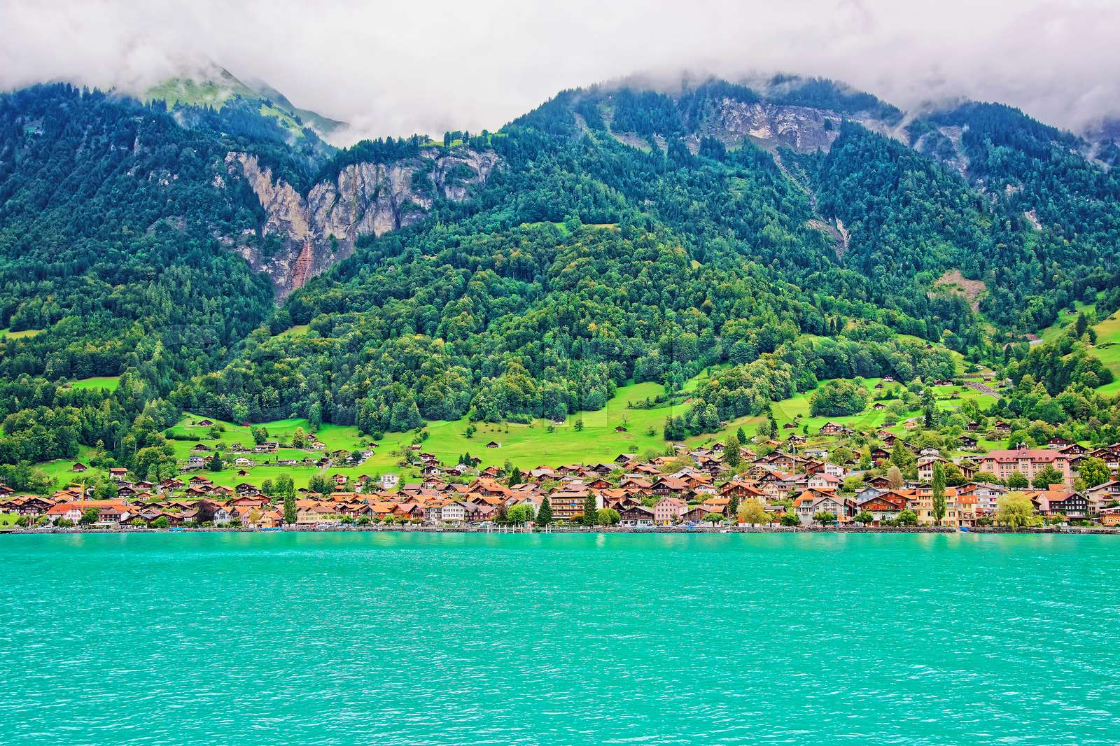 Panorama with Lake Brienz and Brienzer Rothorn mountain Bern Swiss ...