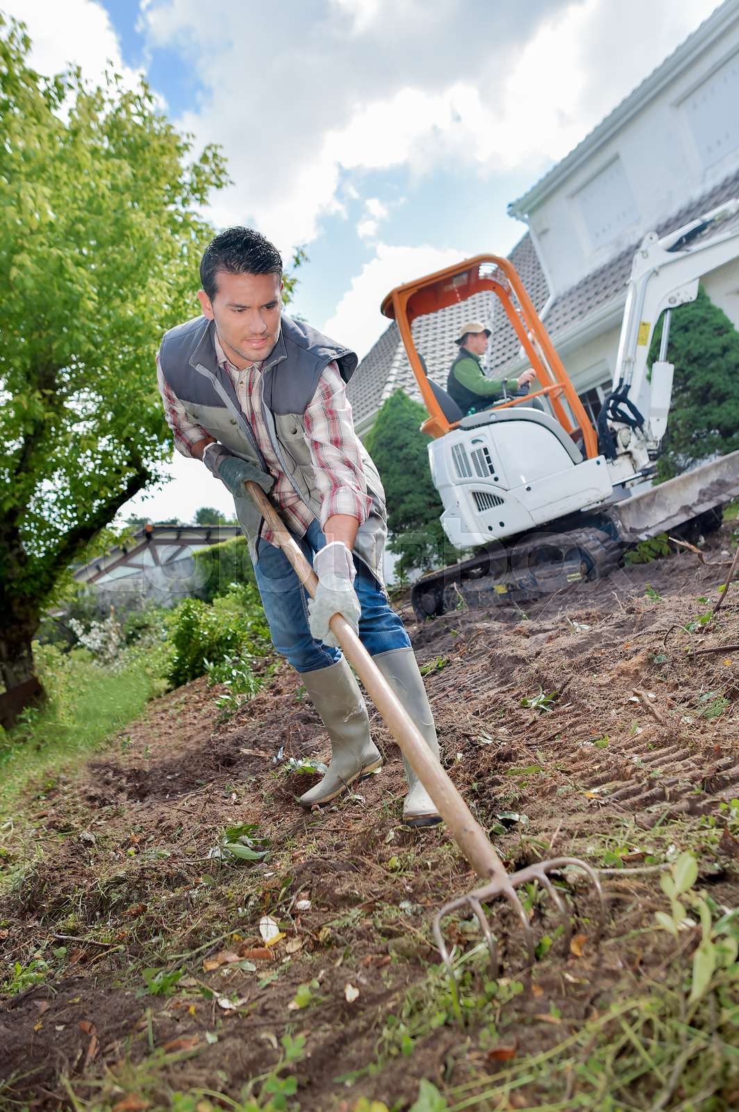 Gardener using a rake | Stock image | Colourbox