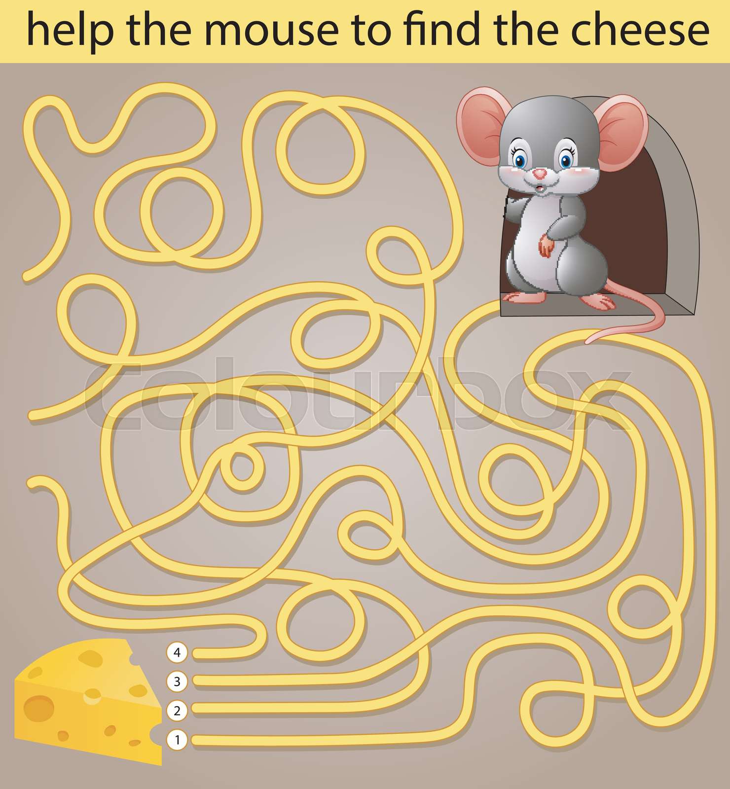 Help the mouse to find the cheese | Stock vector | Colourbox