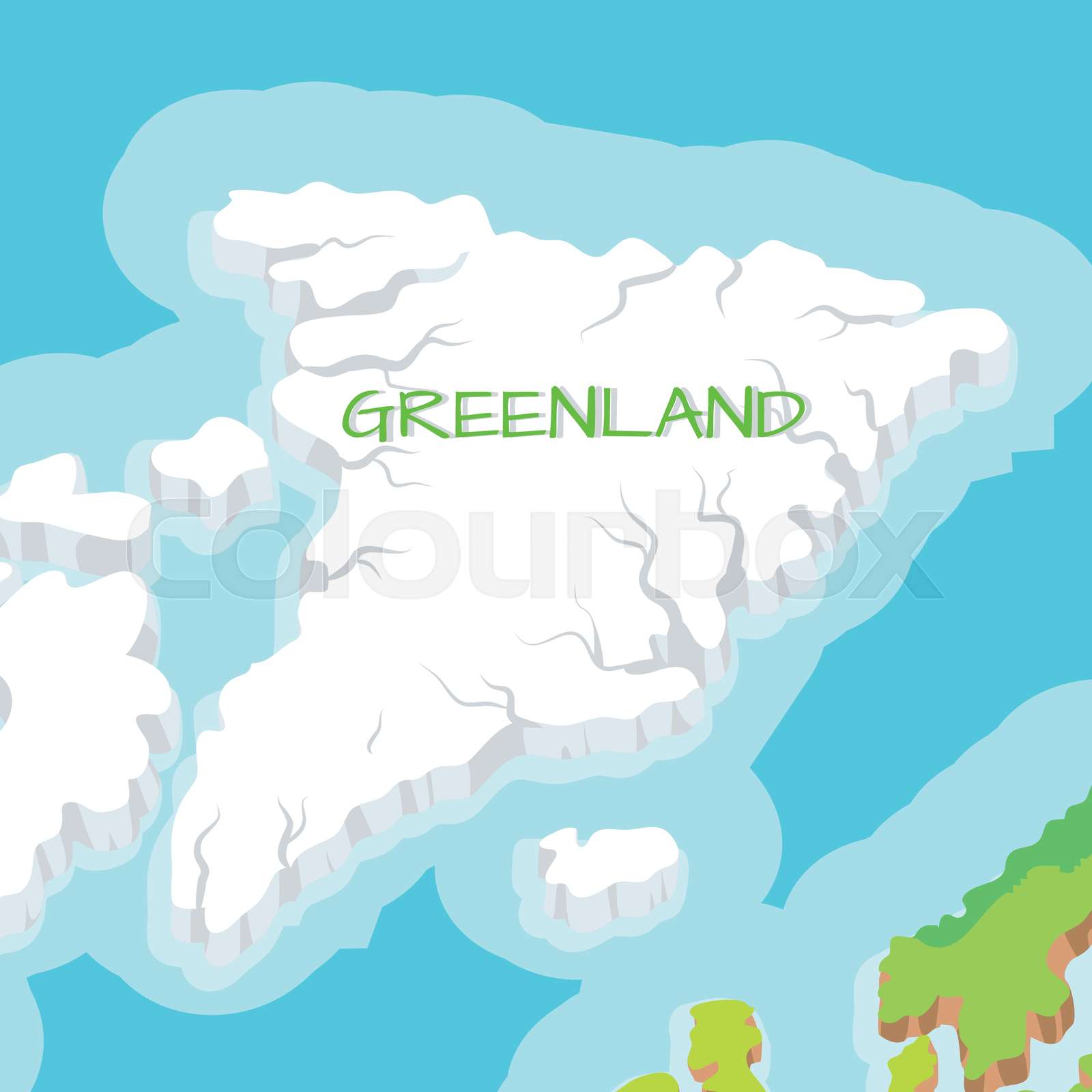 Isometric Map of Greenland Detailed Illustration. | Stock vector ...