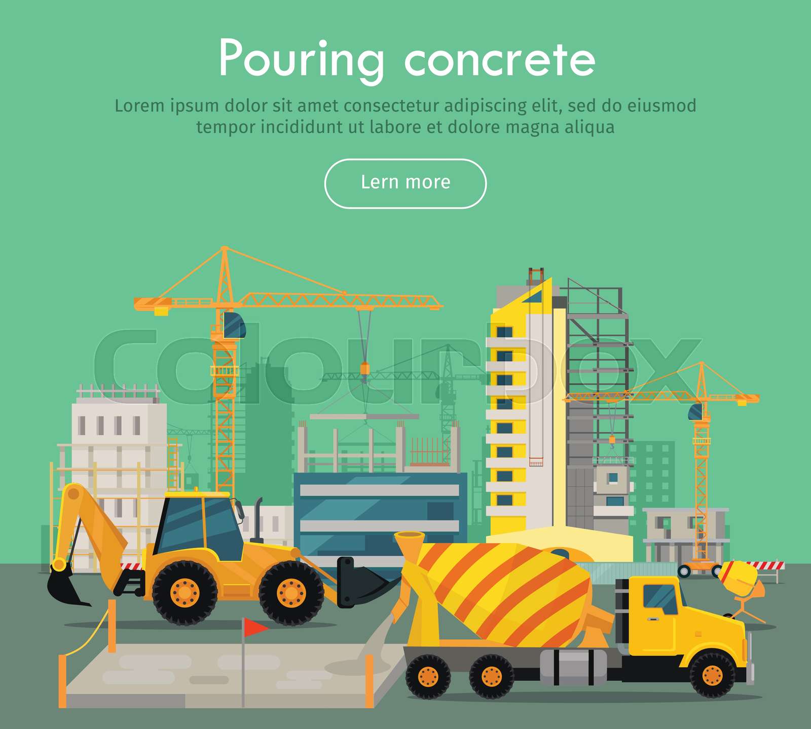 Pouring Concrete Conceptual Flat Vector Web Banner | Stock vector ...