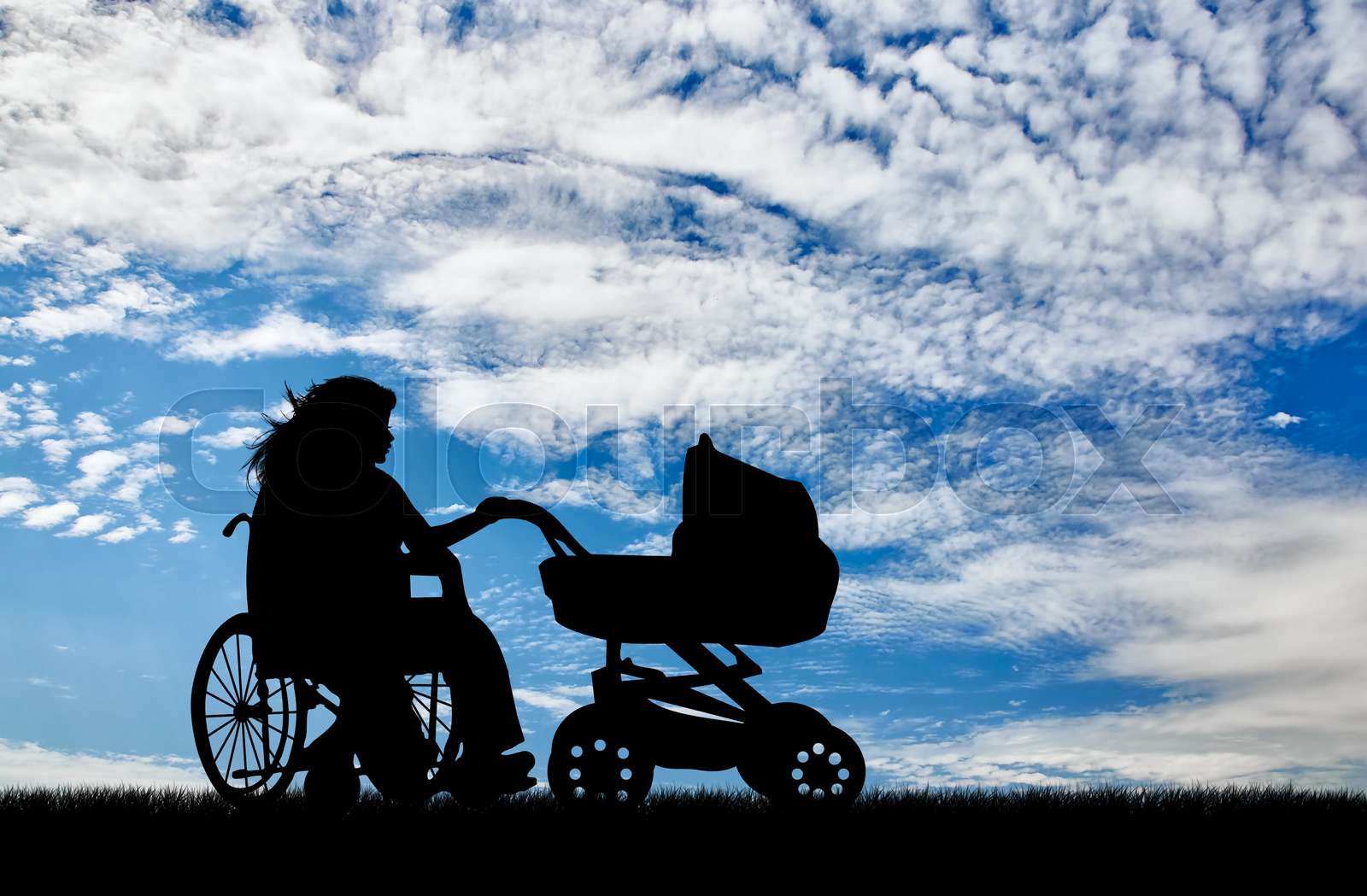 Disabled woman in wheelchair and pram day | Stock image | Colourbox
