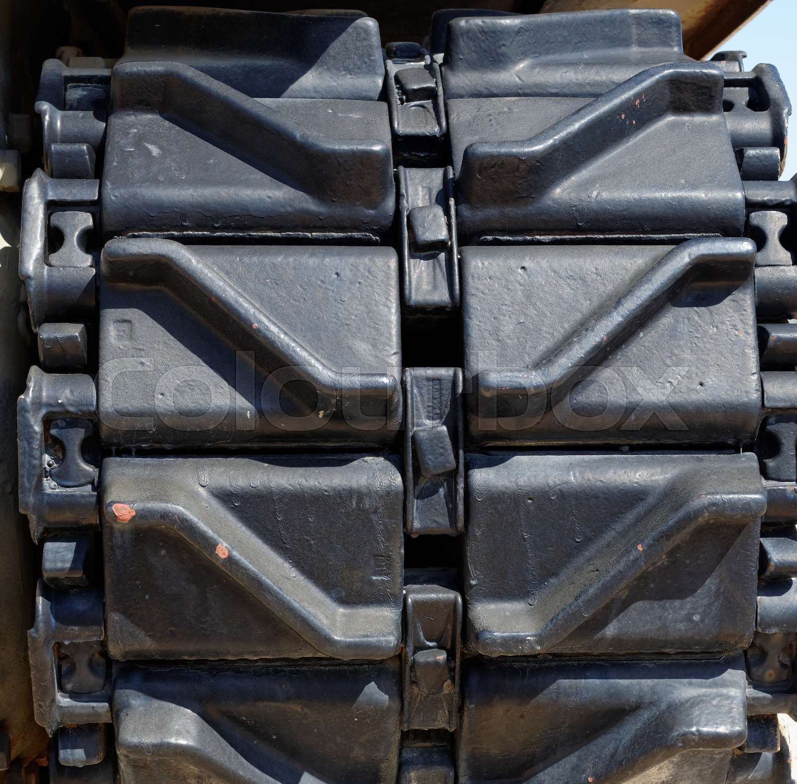 Closeup of old Sherman tank tracks or tread | Stock image | Colourbox