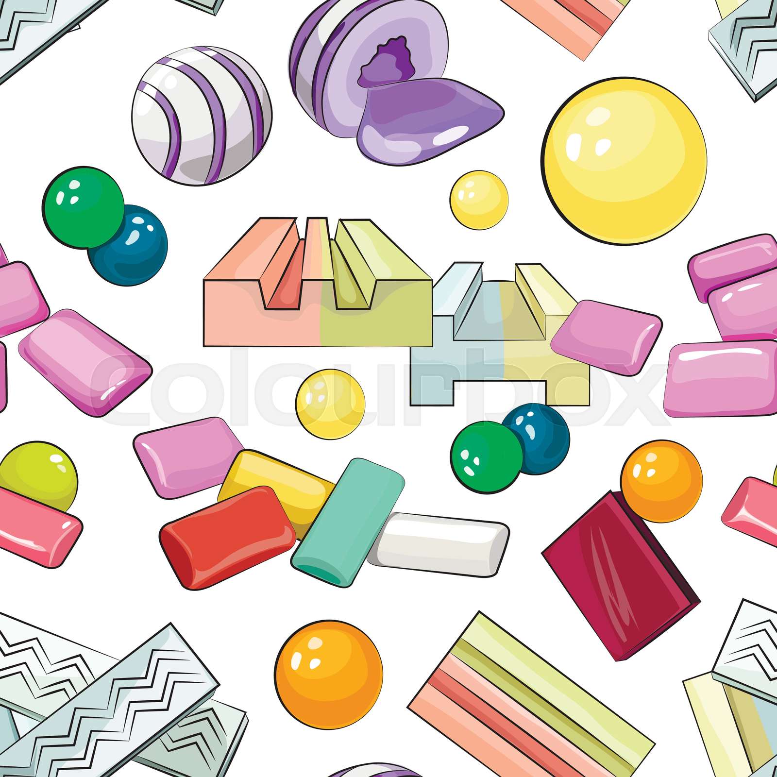 Bubble gum set pattern | Stock vector | Colourbox