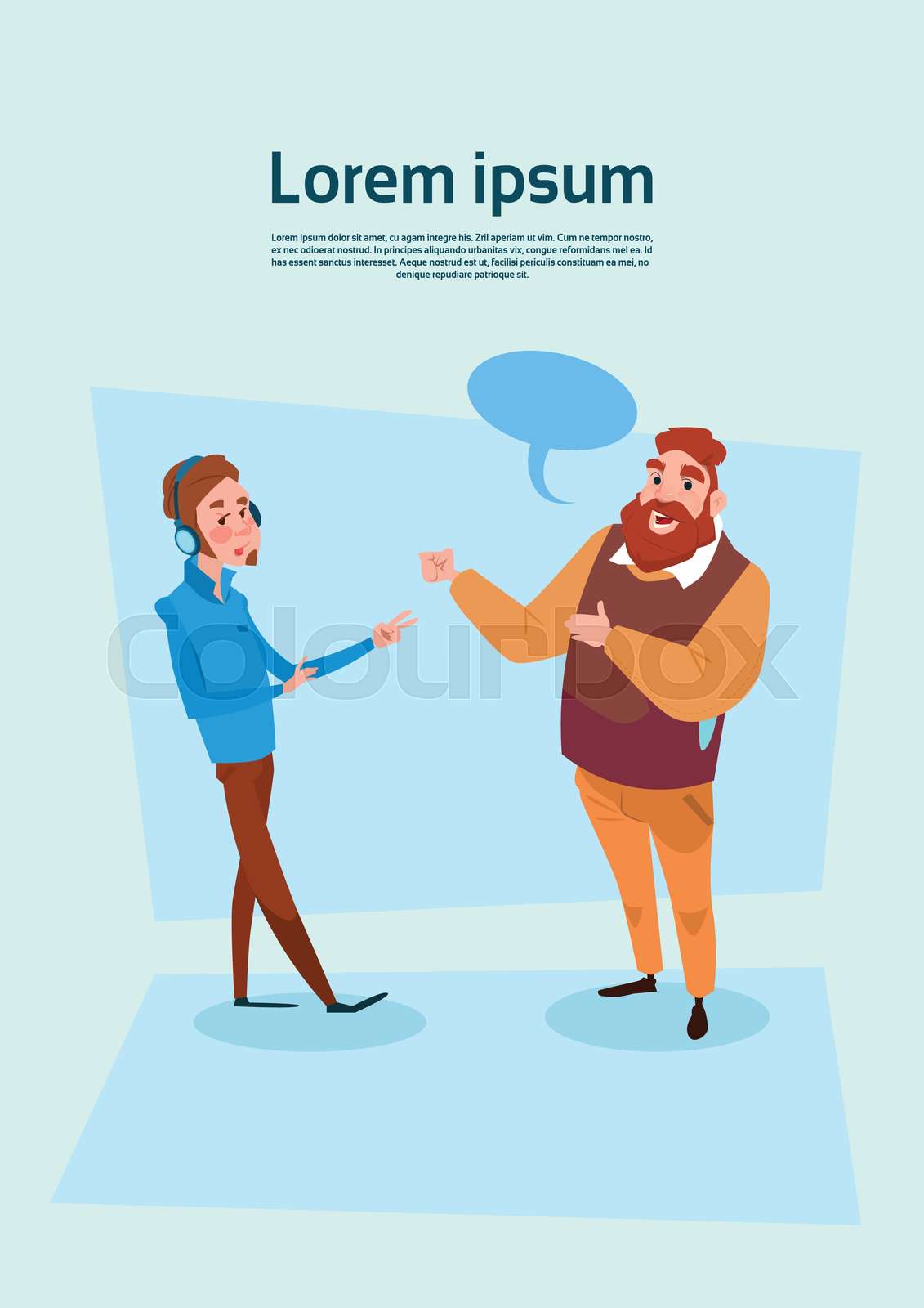 Two Businessman Talking Chat Box Bubble Communication Casual Business ...