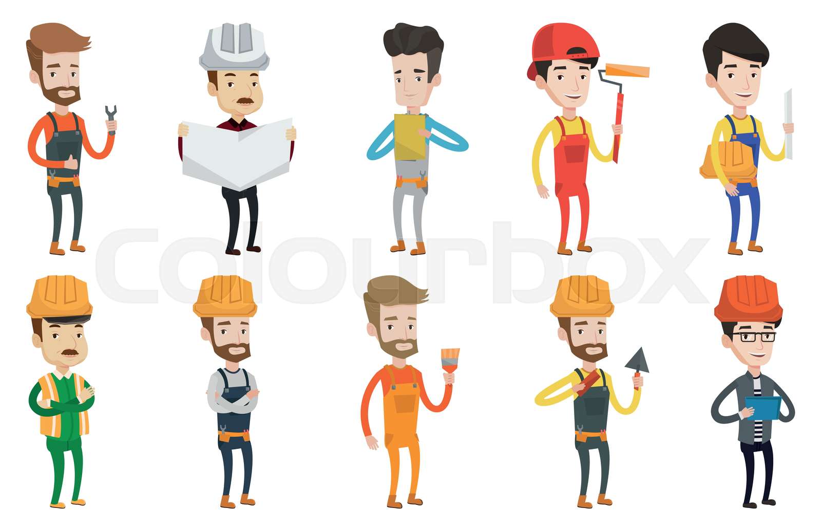 Vector set of constructors and builders characters | Stock vector ...