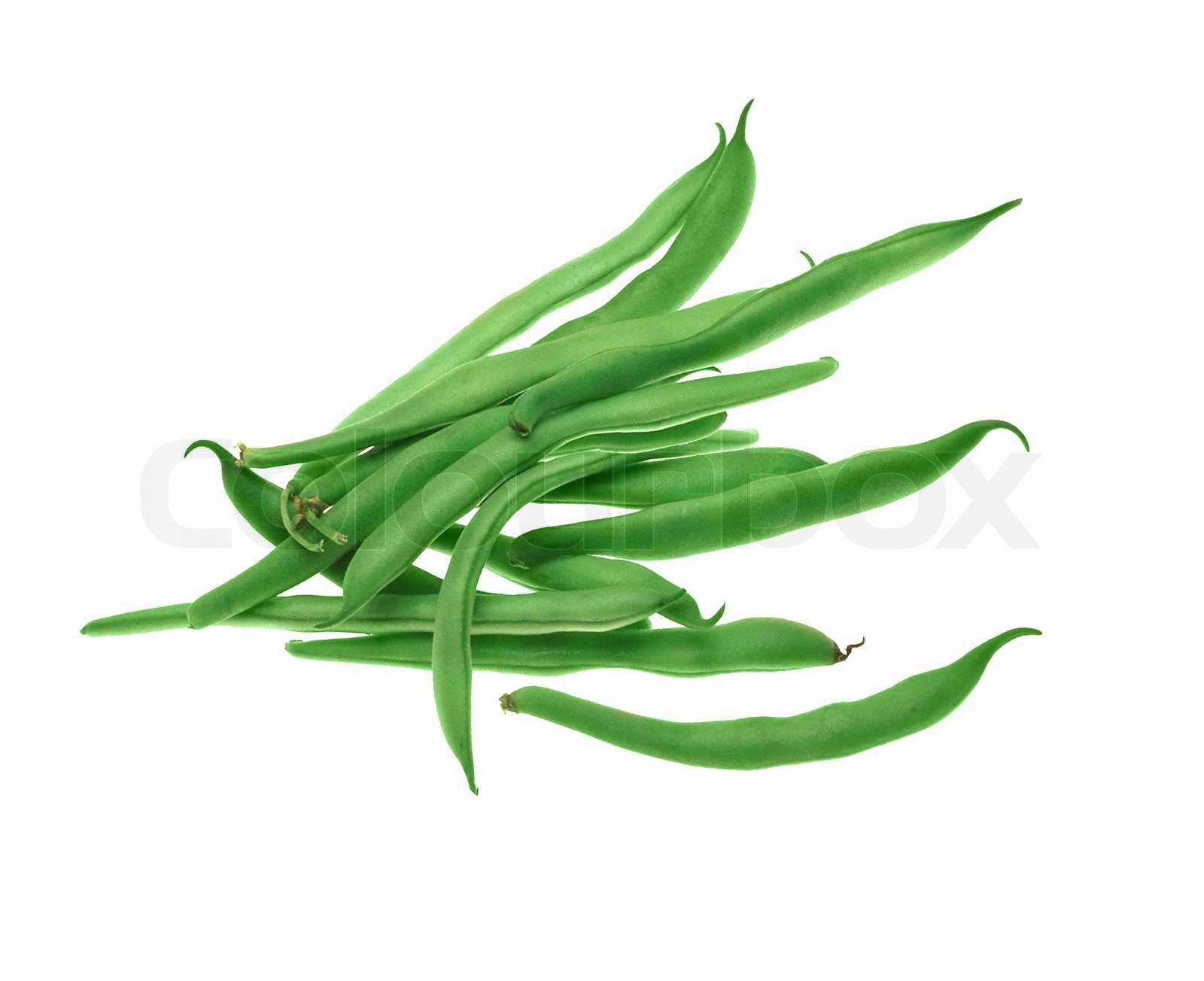 grüne Bohnen auf einem weißen Hintergrund | Stock Bild | Colourbox