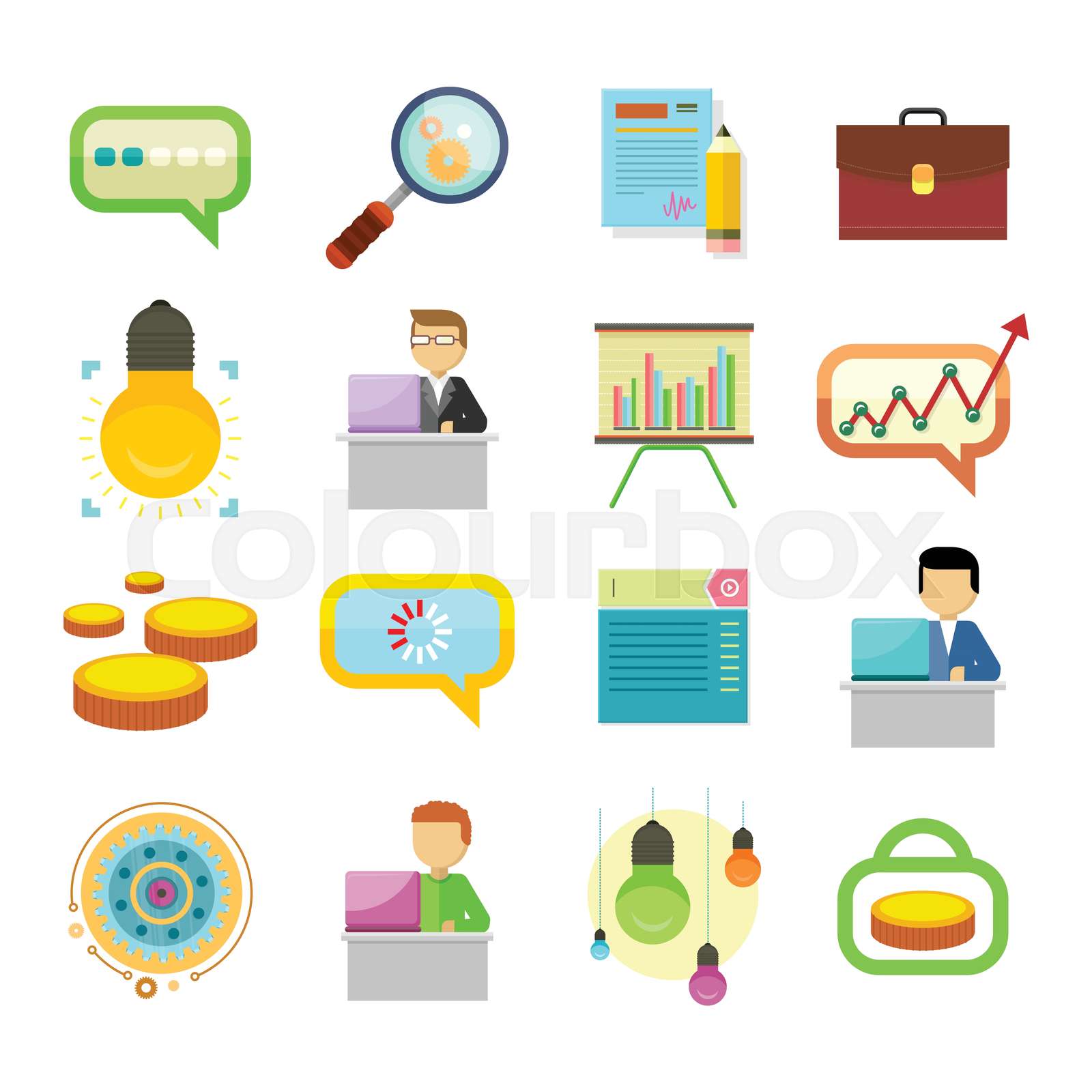 Performance Analysis Search for Solutions Icon Set | Stock vector ...