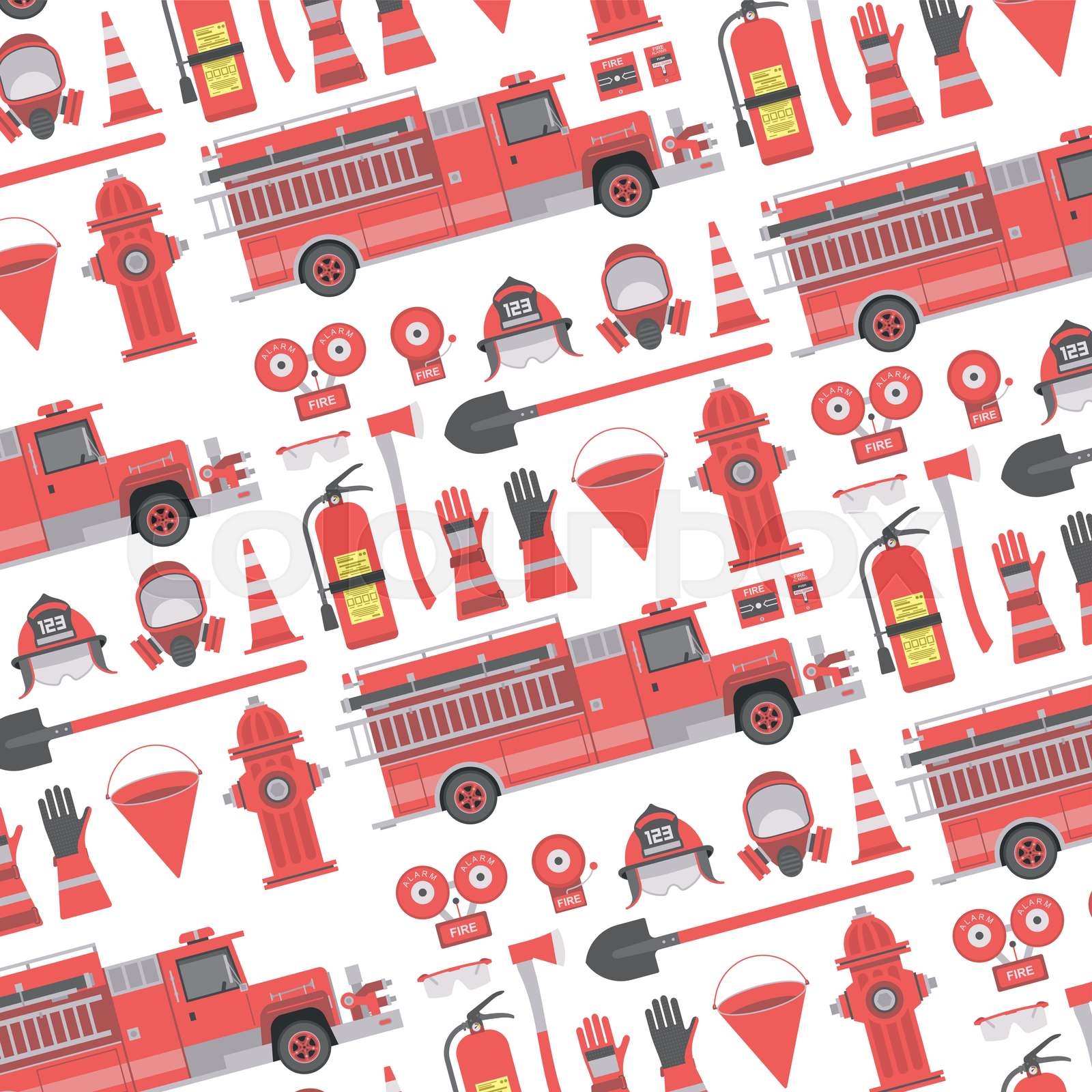 Fireman seamless pattern | Stock vector | Colourbox