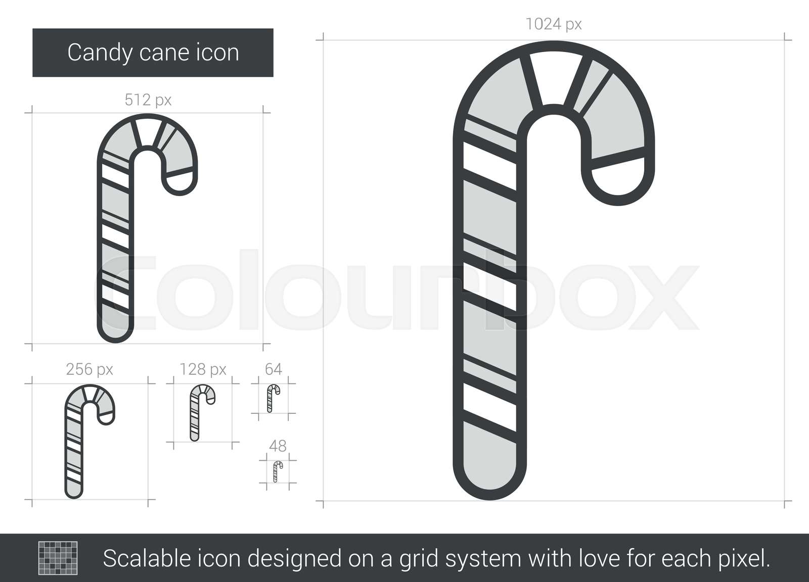 Candy cane line icon. | Stock vector | Colourbox