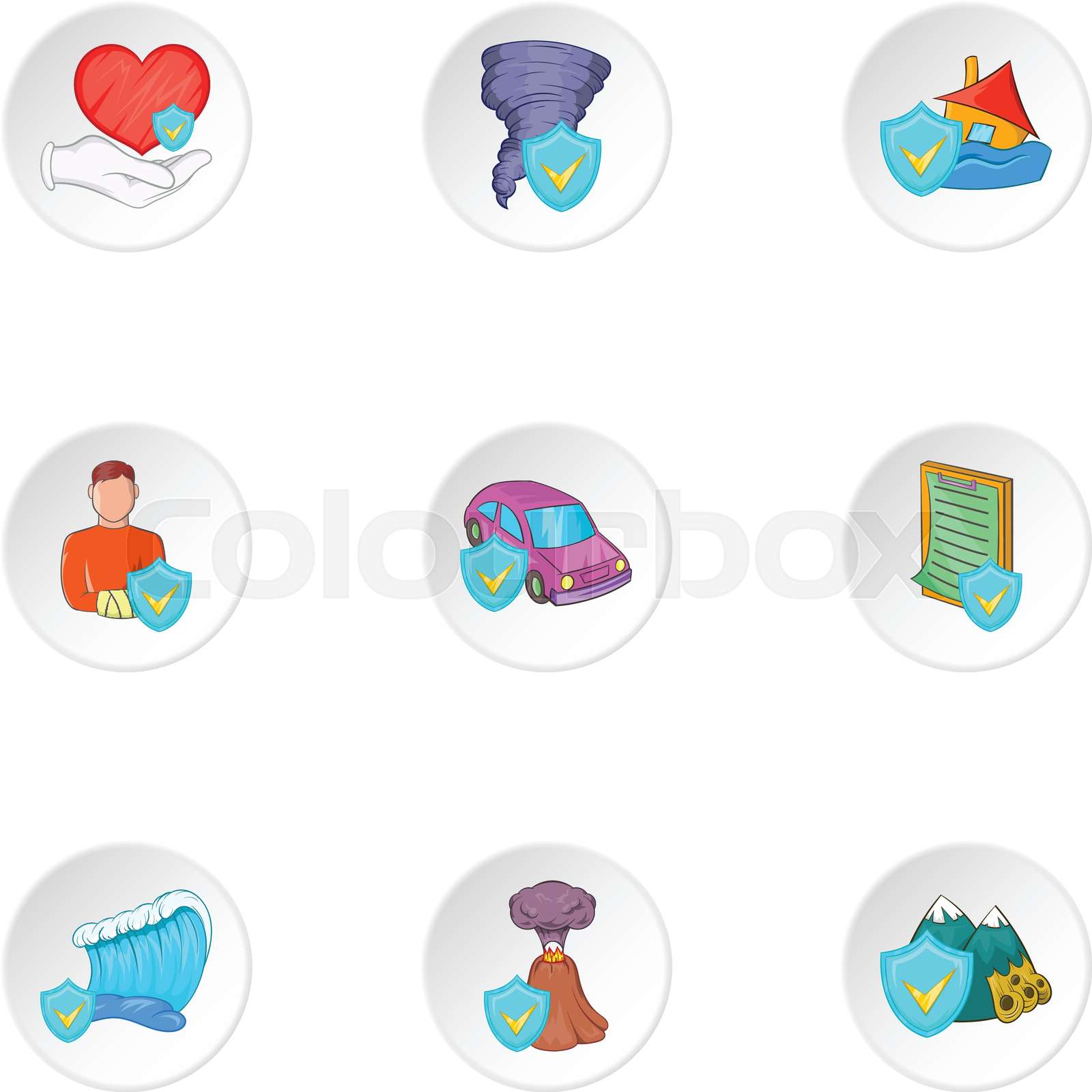 Incident icons set, cartoon style | Stock vector | Colourbox