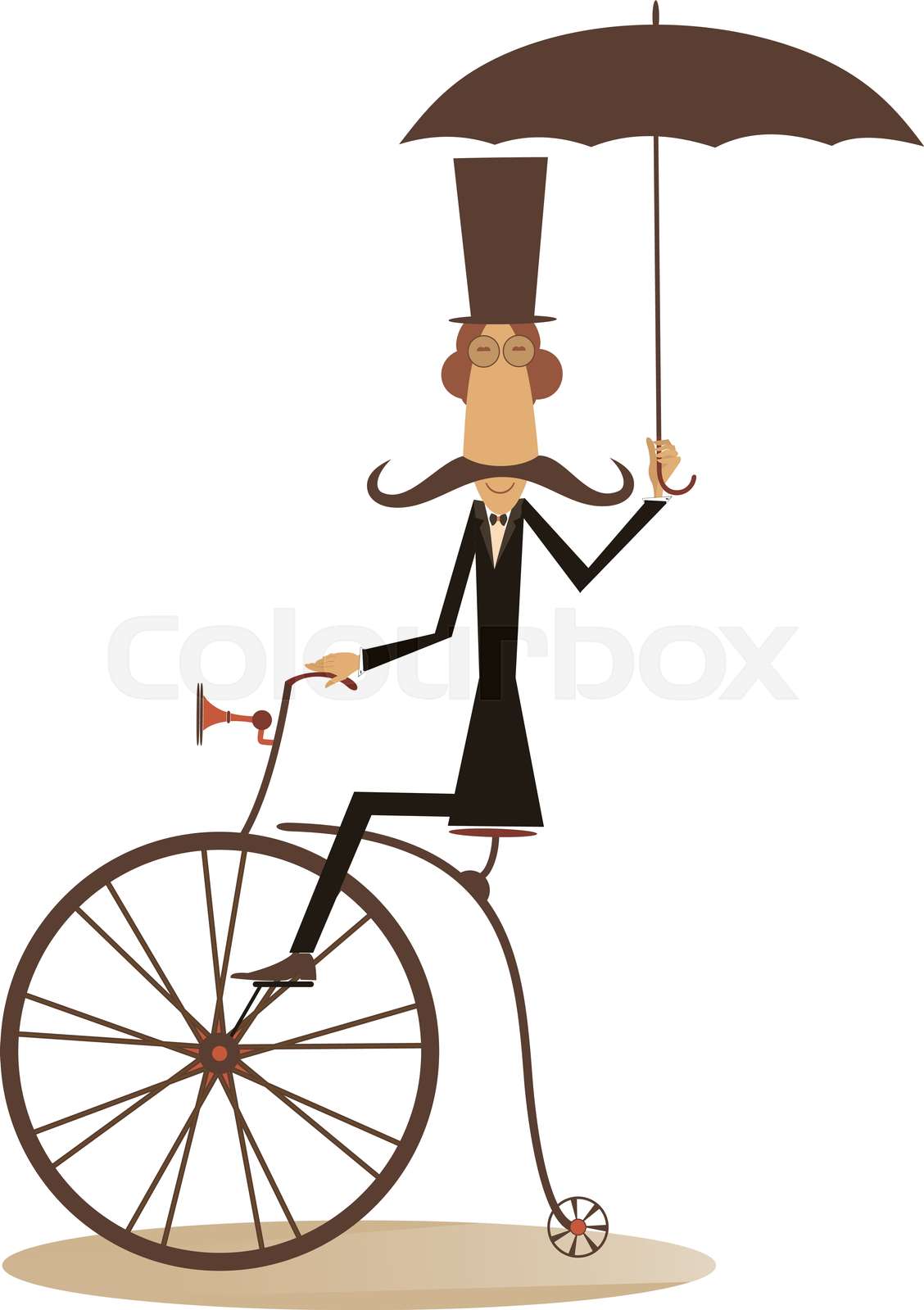 Cartoon man rides a bike | Stock vector | Colourbox
