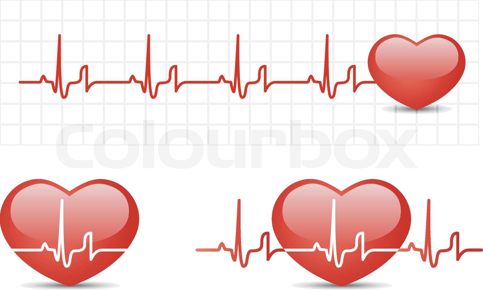 Hjerte cardiogram med hjerte Vector illustration sæt | Stock vektor ...