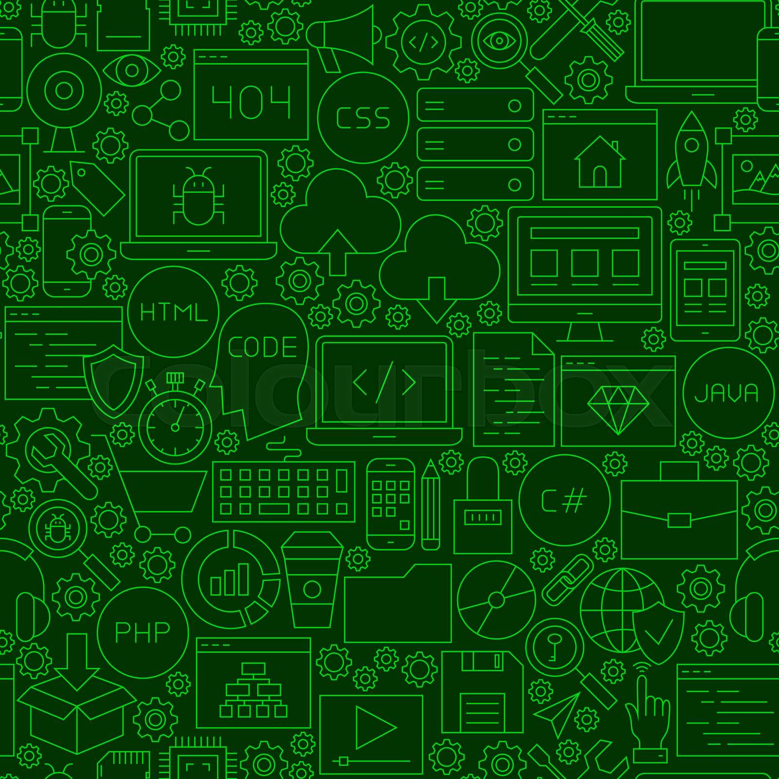 Coding Green Line Seamless Pattern Stock Vector Colourbox