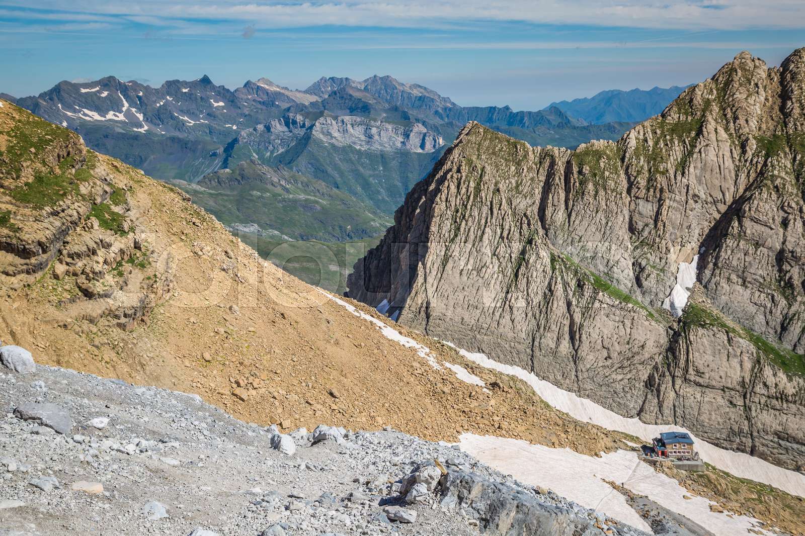 Cirque de Gavarnie, with the Gavarnie falls view from the pass of ...