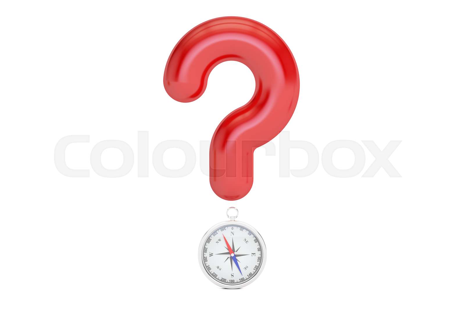 Travel concept. Question mark with compass, 3D rendering | Stock image ...