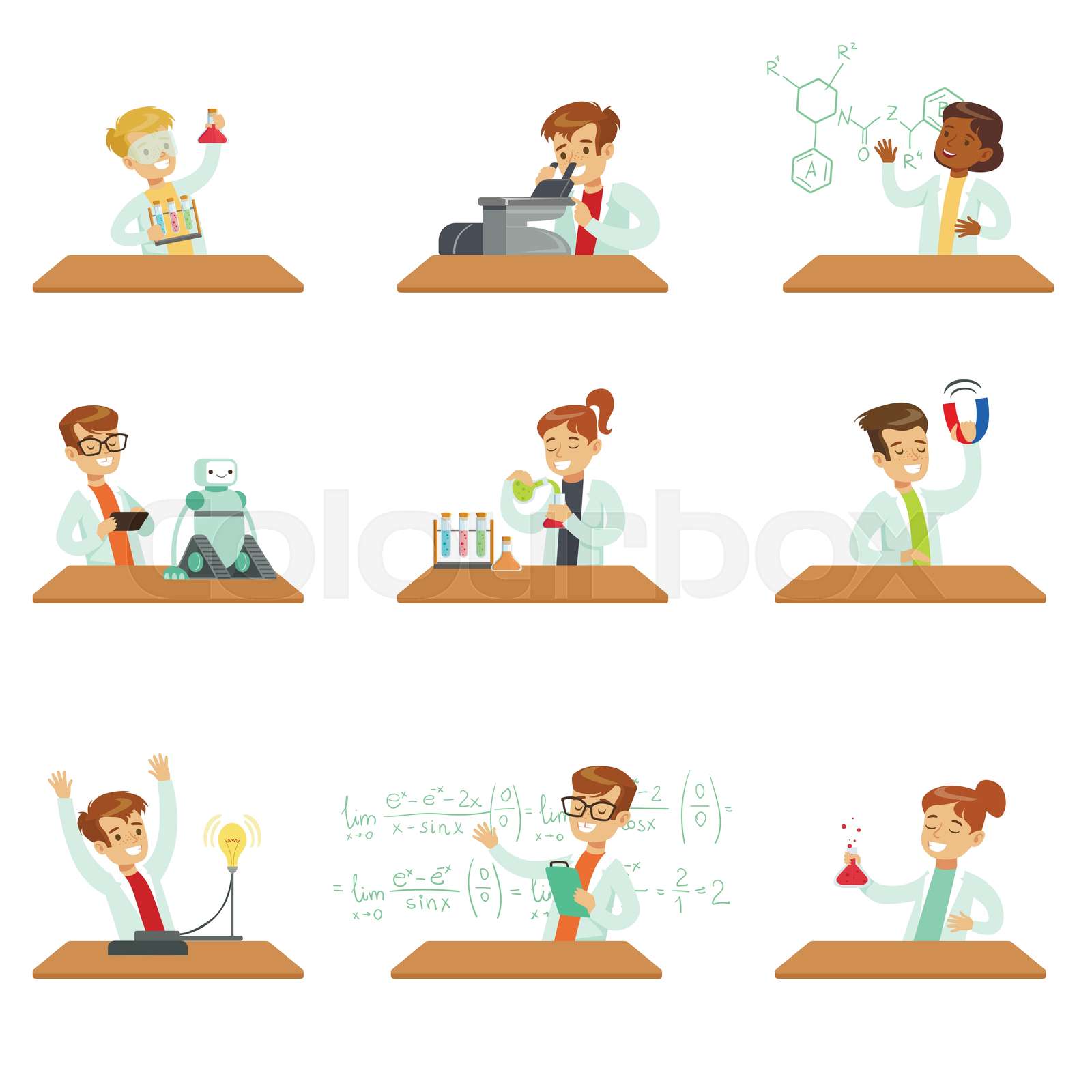 Teens In Lab Coats Doing Science Research Dreaming Of Becoming ...