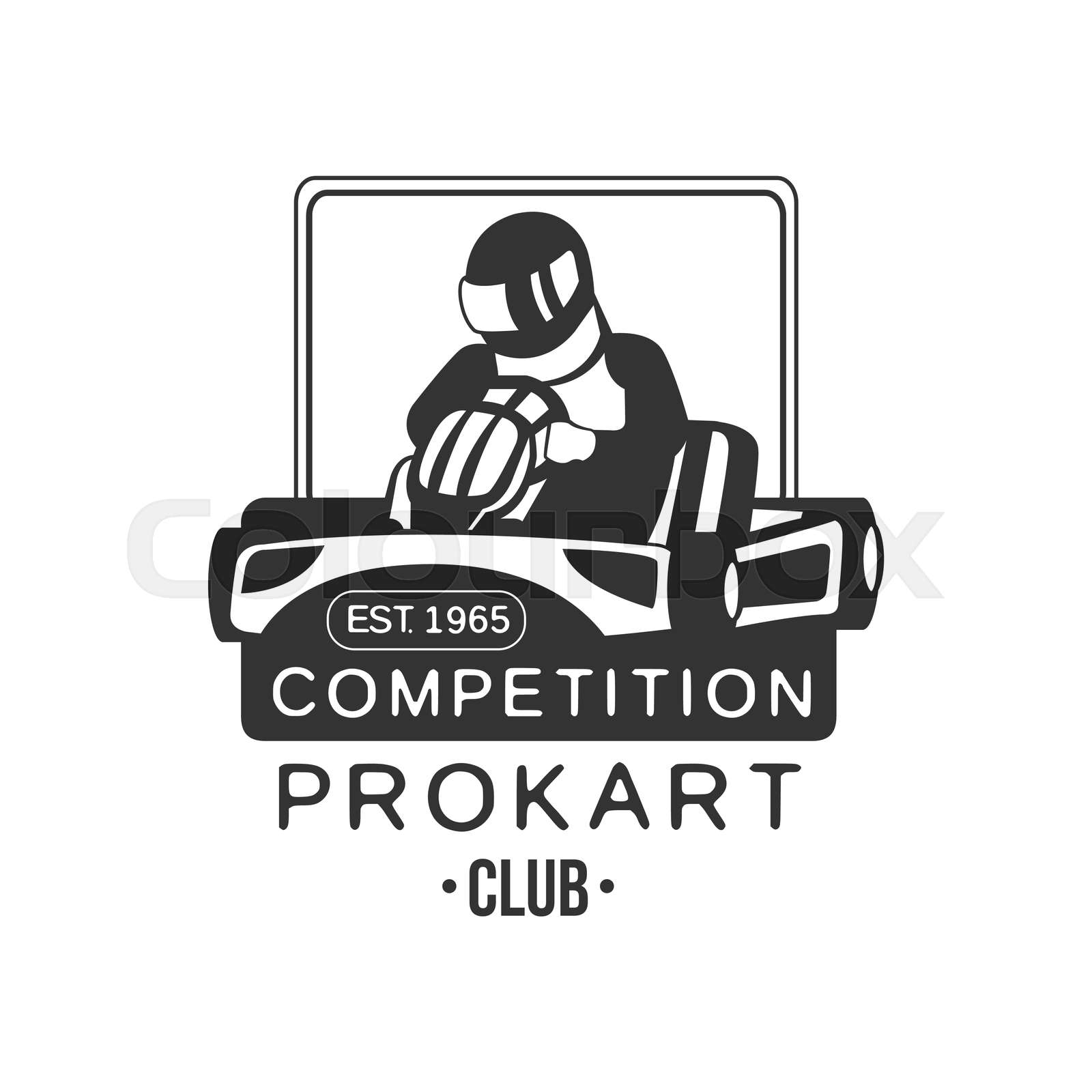 Karting Club Prokart Competition Black And White Logo Design Template ...