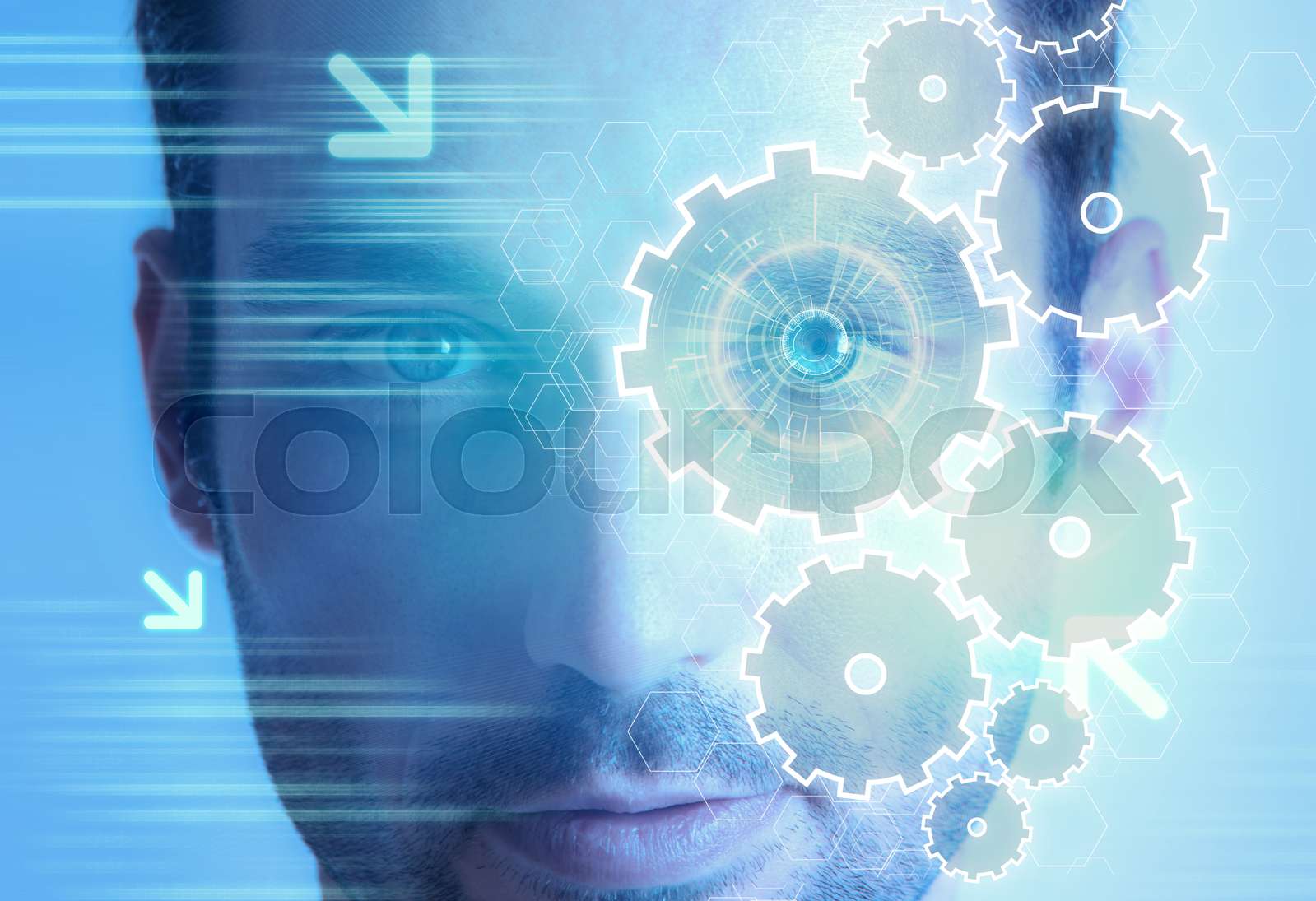 Futuristic Technology User Interface With Retinal Recognition Stock