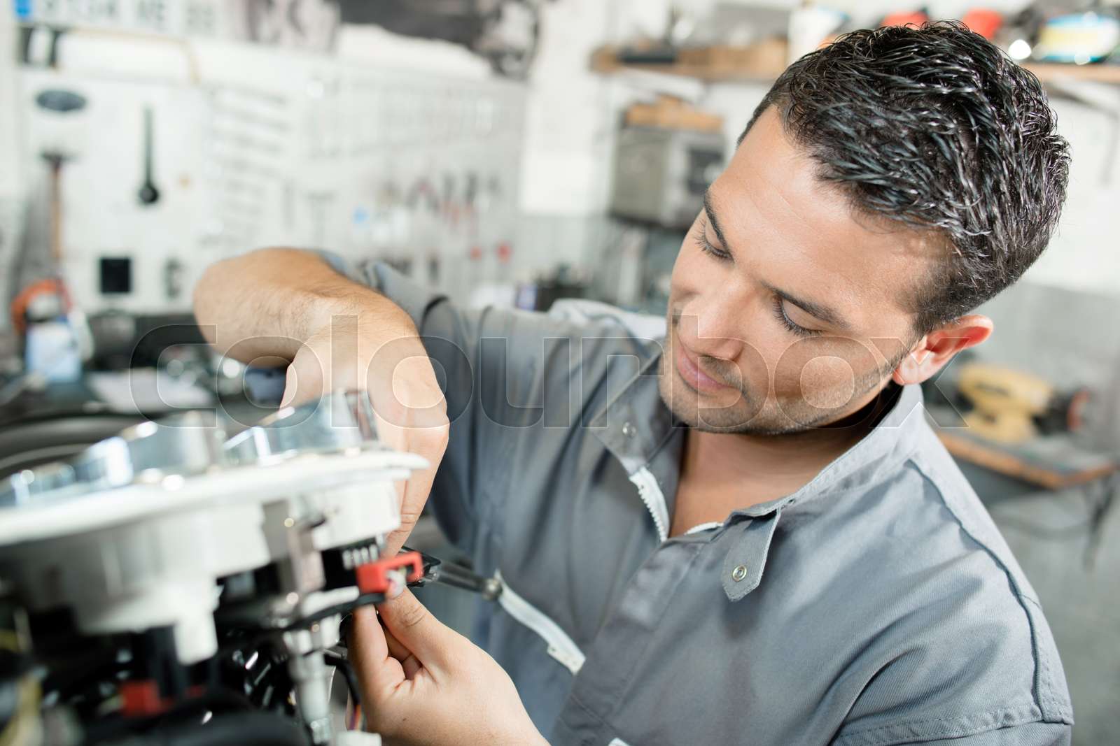 Man with machine | Stock image | Colourbox