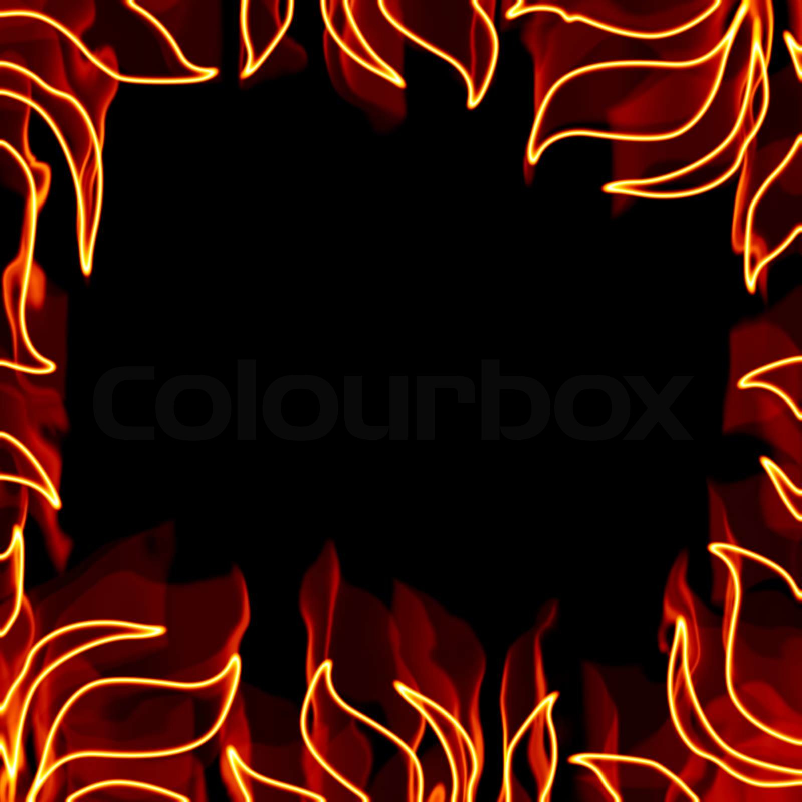 A fiery square border with flaming pieces of foliage | Stock image ...