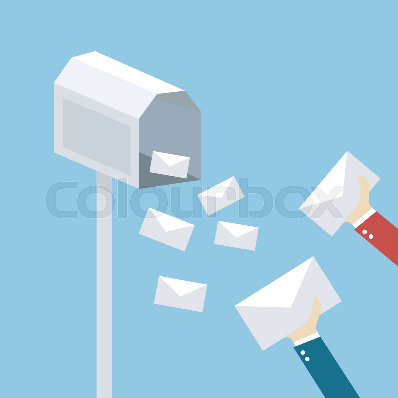 Dropping a letter into a post box, vector | Stock vector | Colourbox