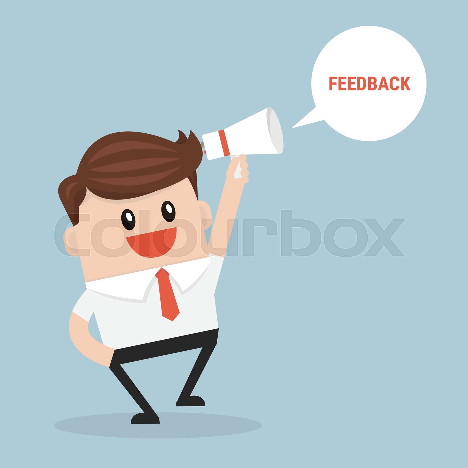 Feedback concept, businessman talk feedback | Stock vector | Colourbox
