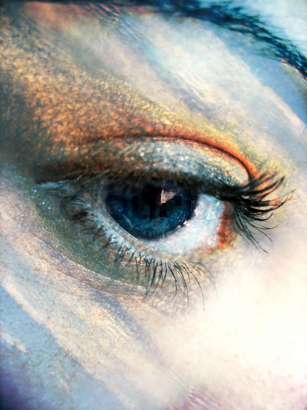 A beautiful blue eye concept with the colors of the sky added | Stock ...