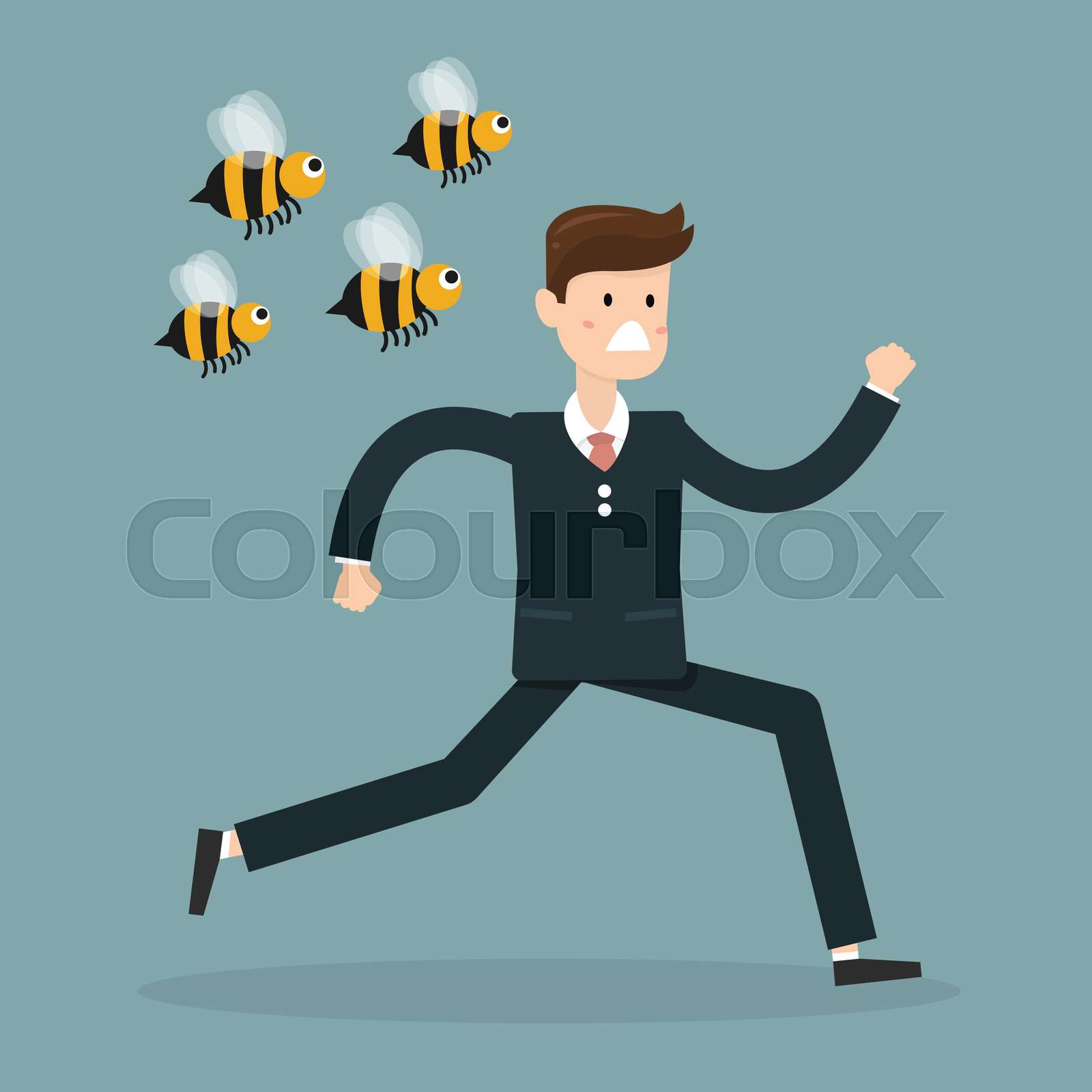 Cartoon businessman was attacked by swarm of angry wild bees and ...