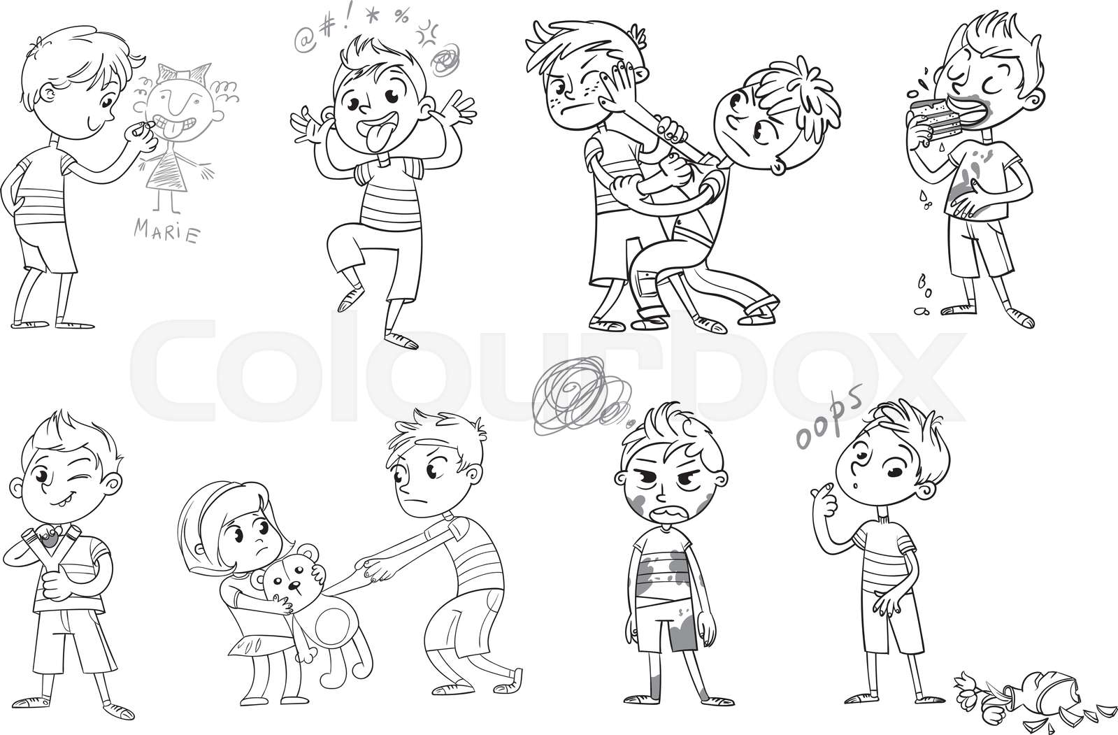 Bad behavior. Funny cartoon character. Vector illustration | Stock ...