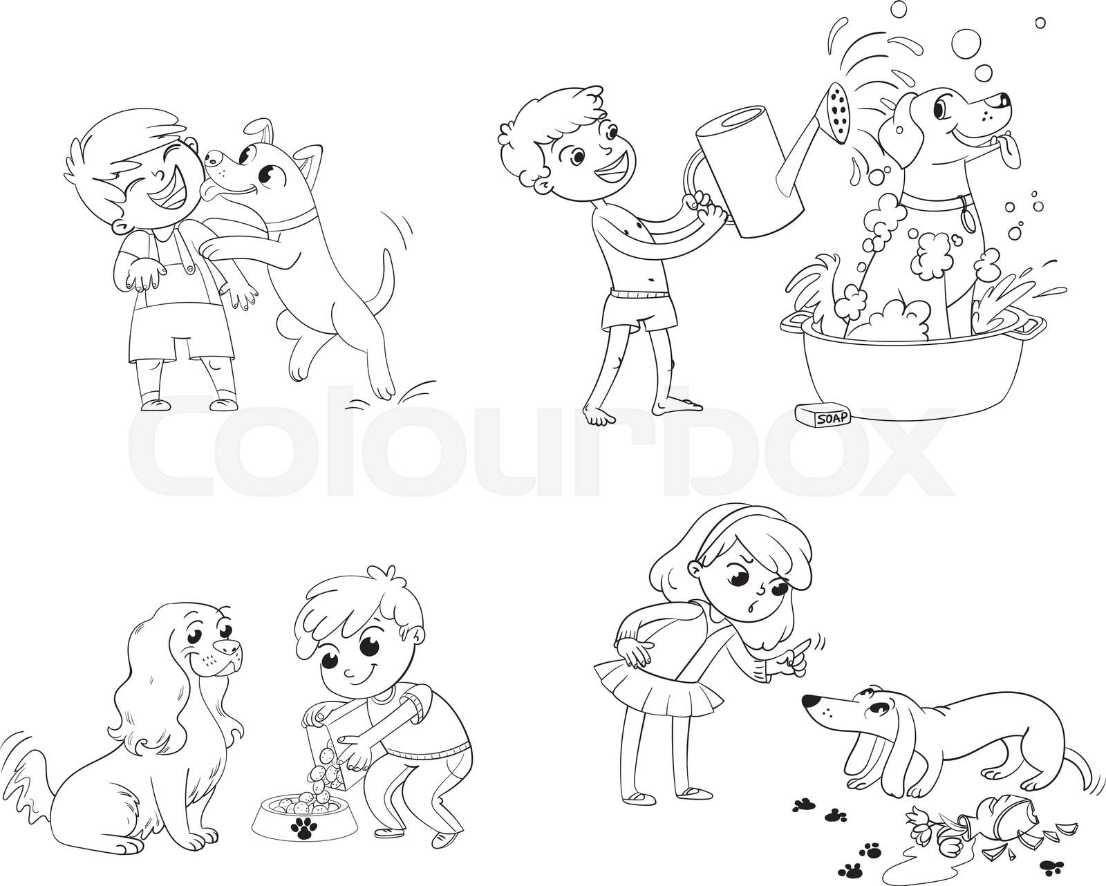 Dog training. Funny cartoon character | Stock vector | Colourbox