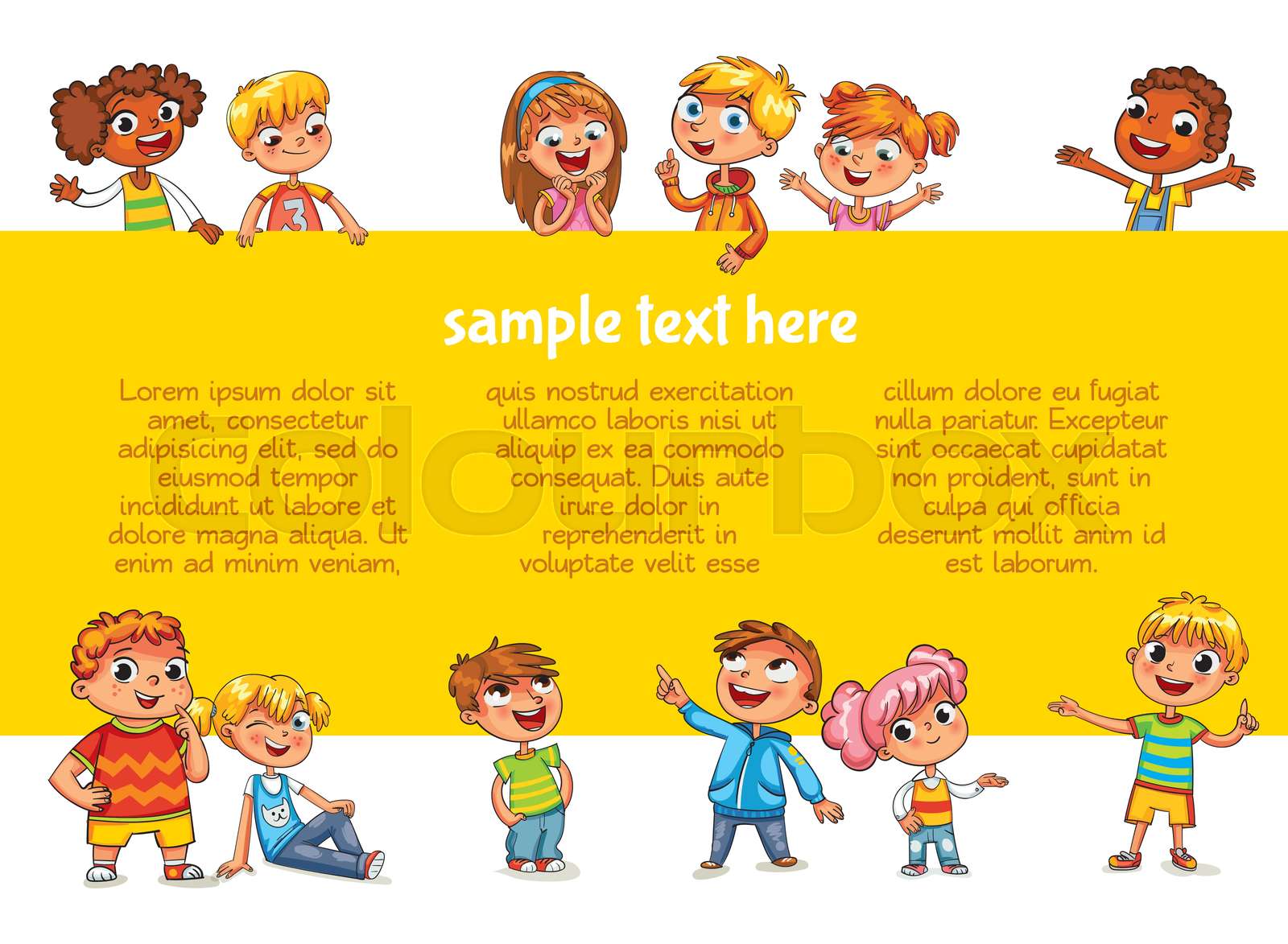 Happy children holding poster. Ready for your message | Stock vector ...