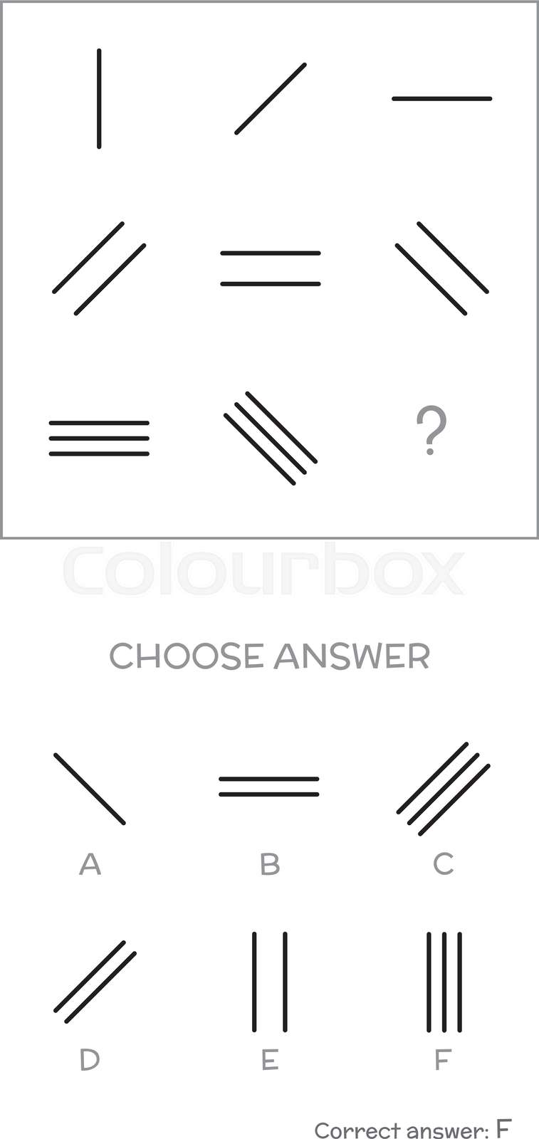 IQ test. Choose correct answer | Stock vector | Colourbox
